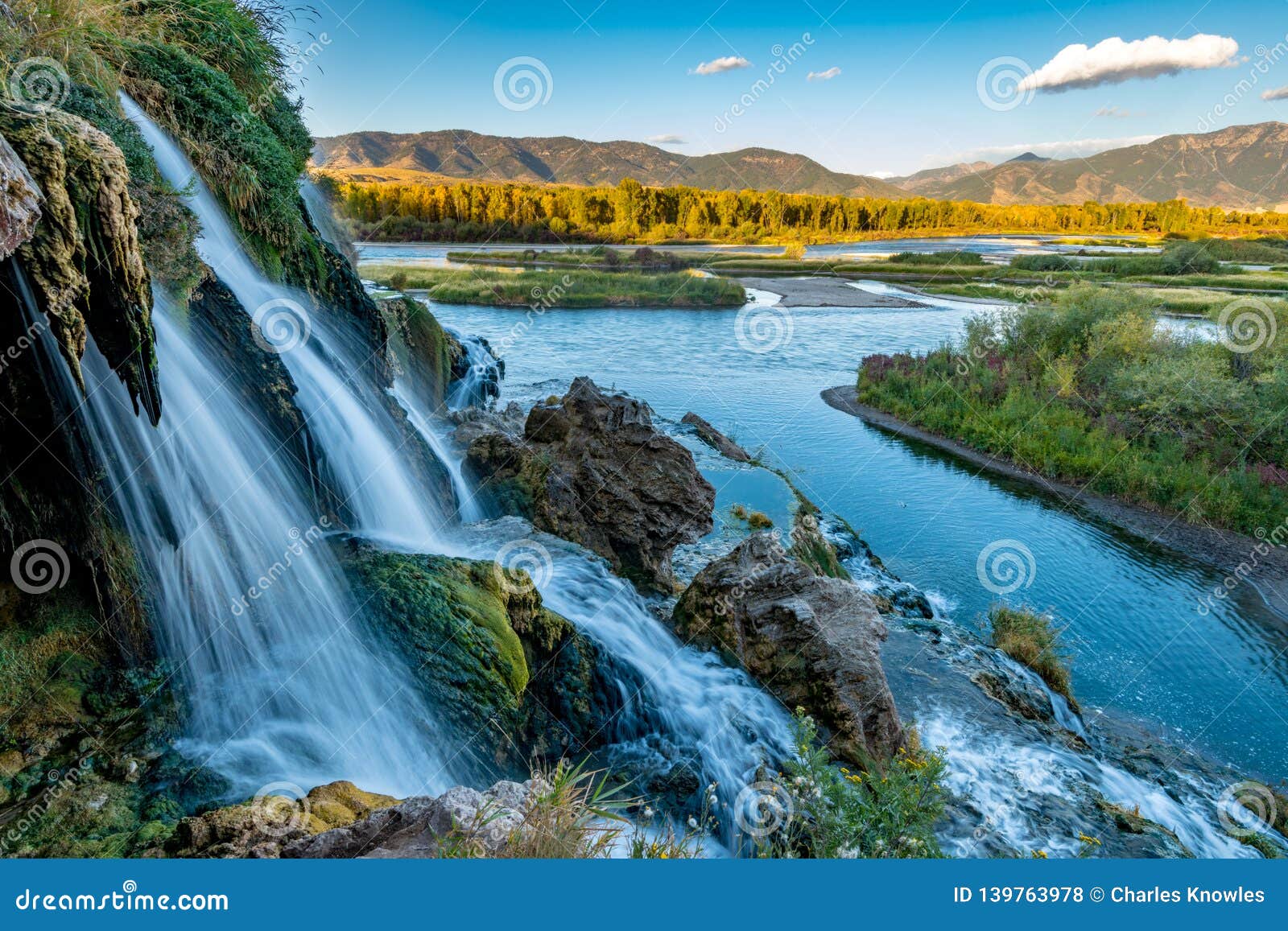 Small Water Fall Flows into the Snake River in Idaho Stock Photo ...