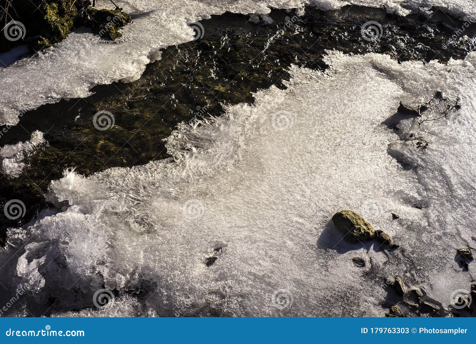 Small Water Stream is Getting Frozen in Winter Stock Image - Image of ...