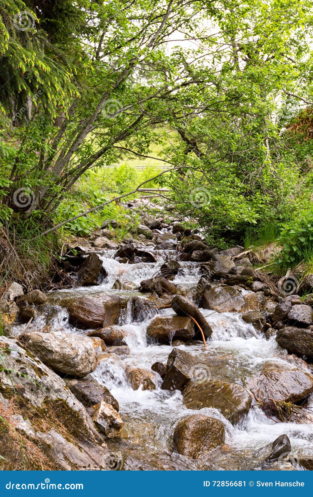 Small Waterfall in the Austrian Alps Stock Image - Image of river ...