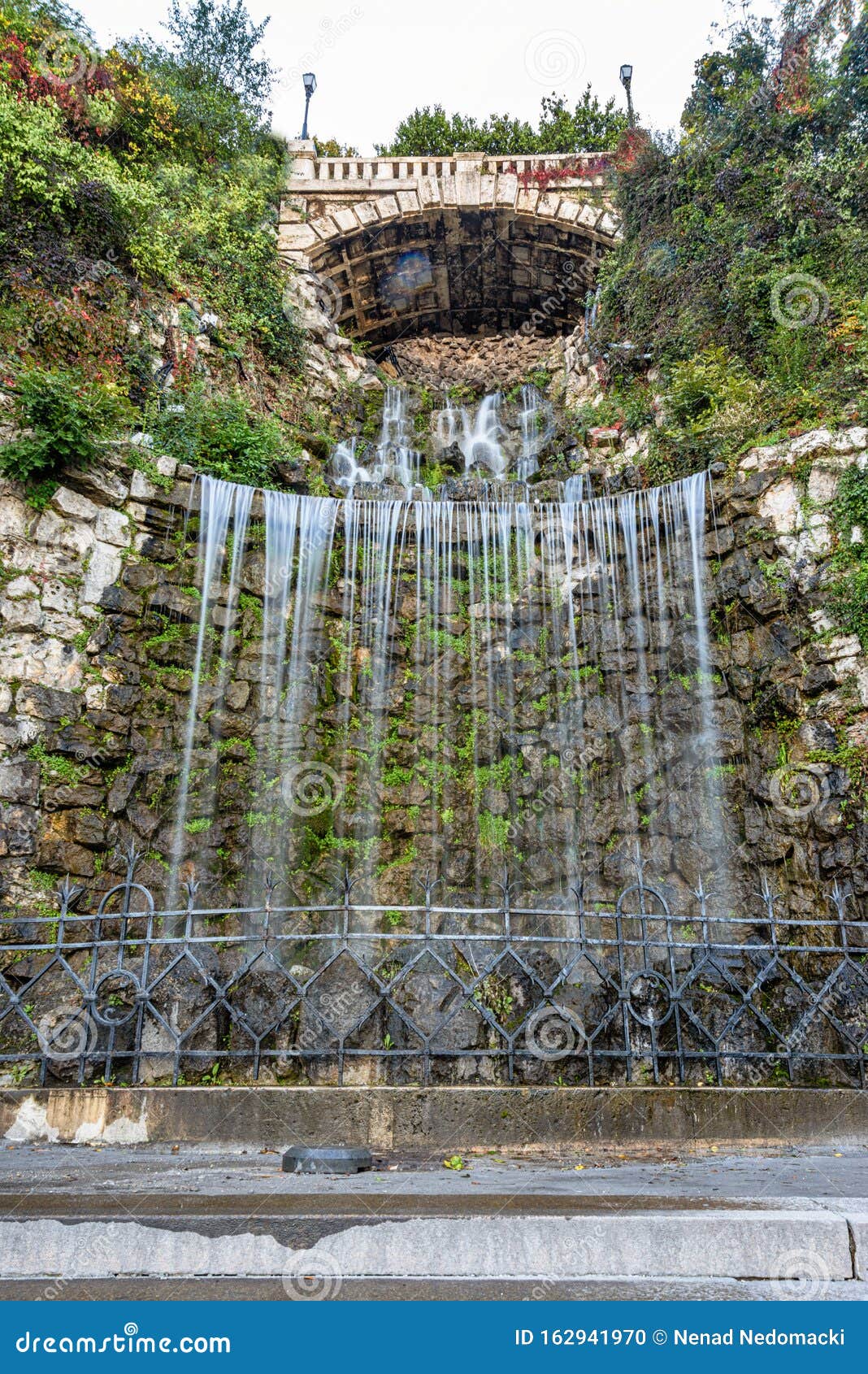 Small Waterfall at the Bottom of the Budapest Citadel. Waterfall in ...