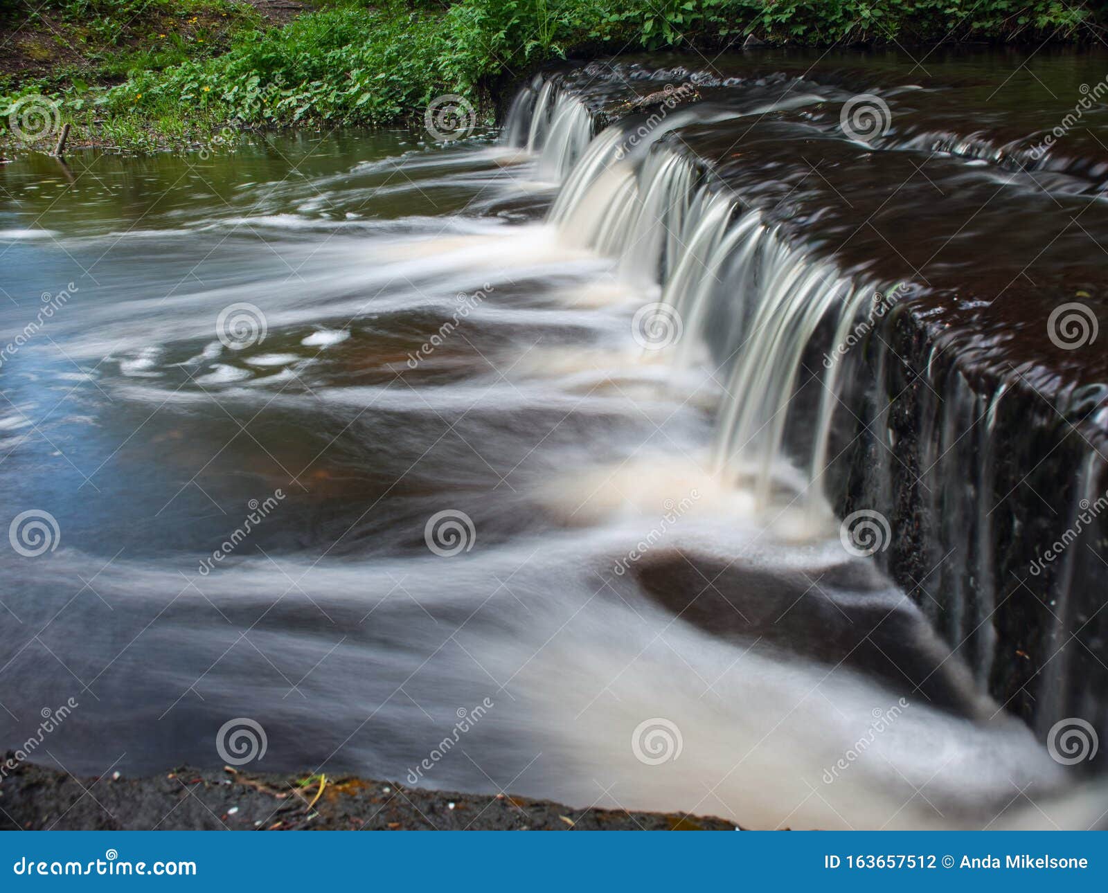 Small Waterfall Cascade on River with Motion Blur. Stock Photo - Image ...
