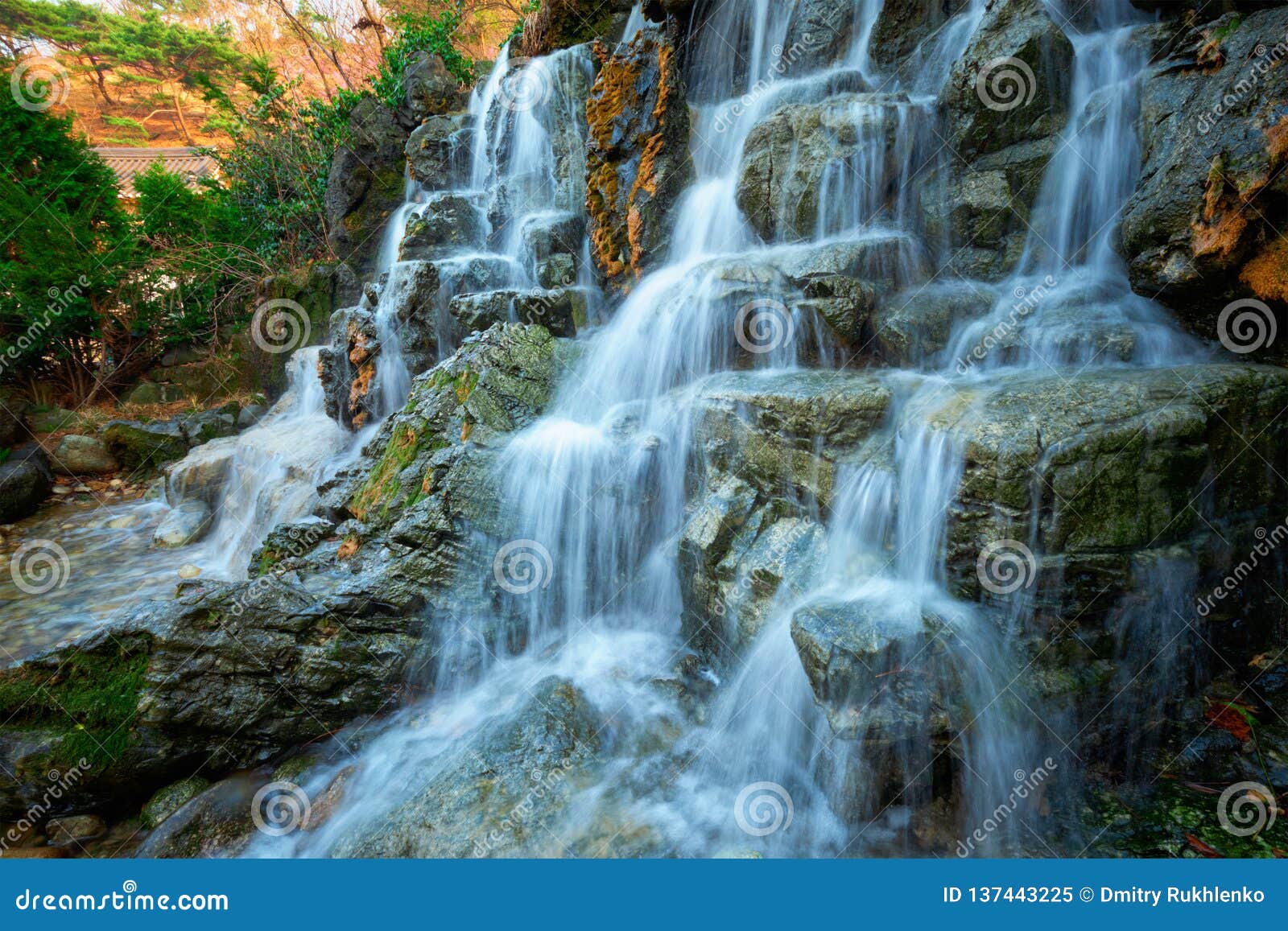 Small waterfall cascade stock image. Image of asia, water - 137443225