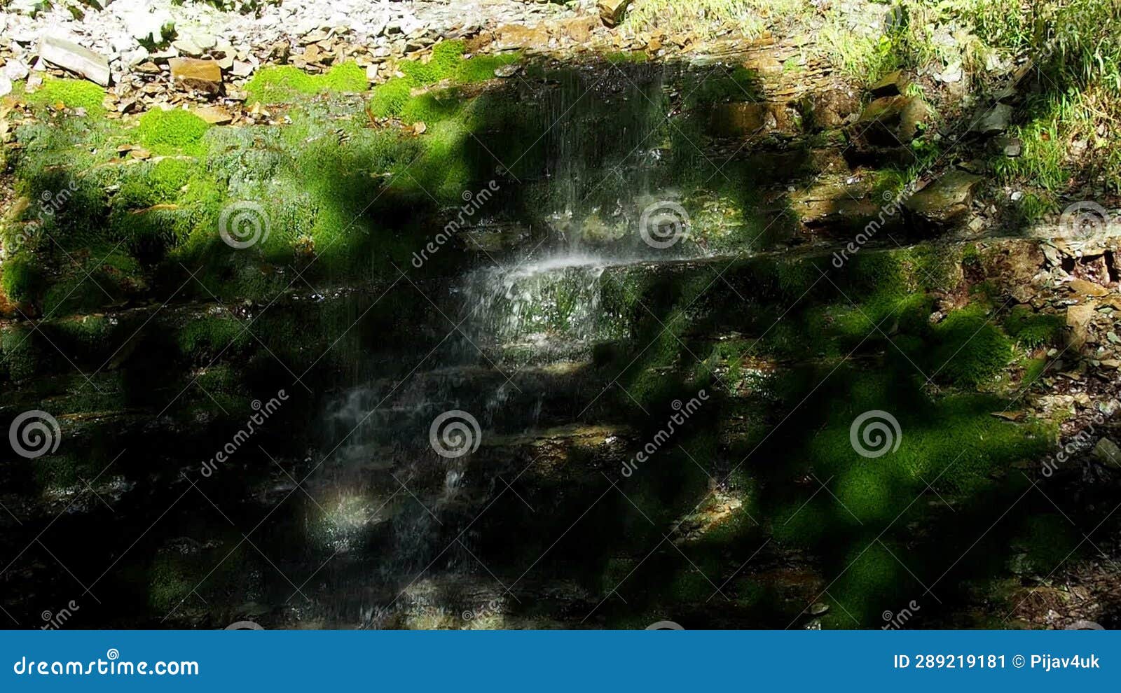 A Small Waterfall with Crystal Cold Water in the Carpathians Stock ...