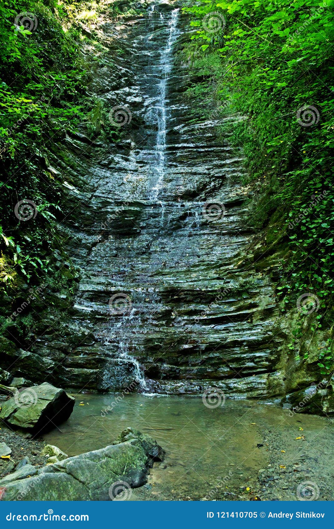 A Small Waterfall in a Deep Gorge. Stock Image - Image of stream ...