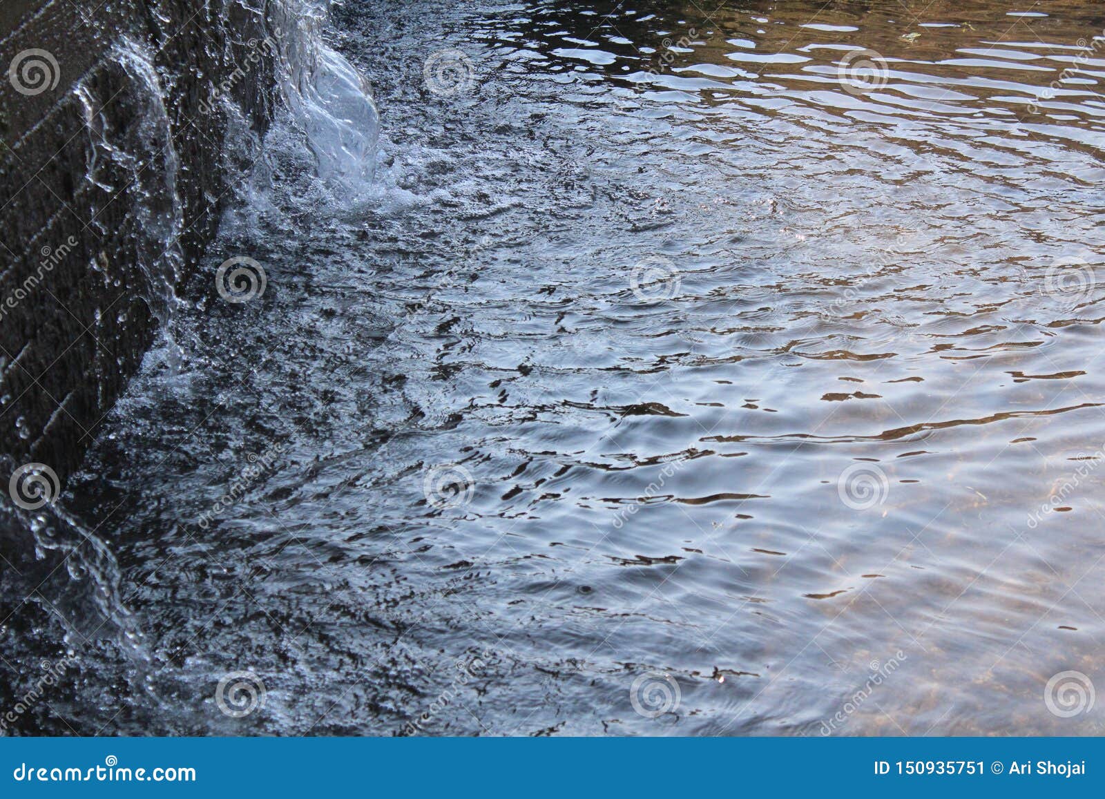 A Small Waterfall with Drops Falling Down and Renewing Structure of the ...
