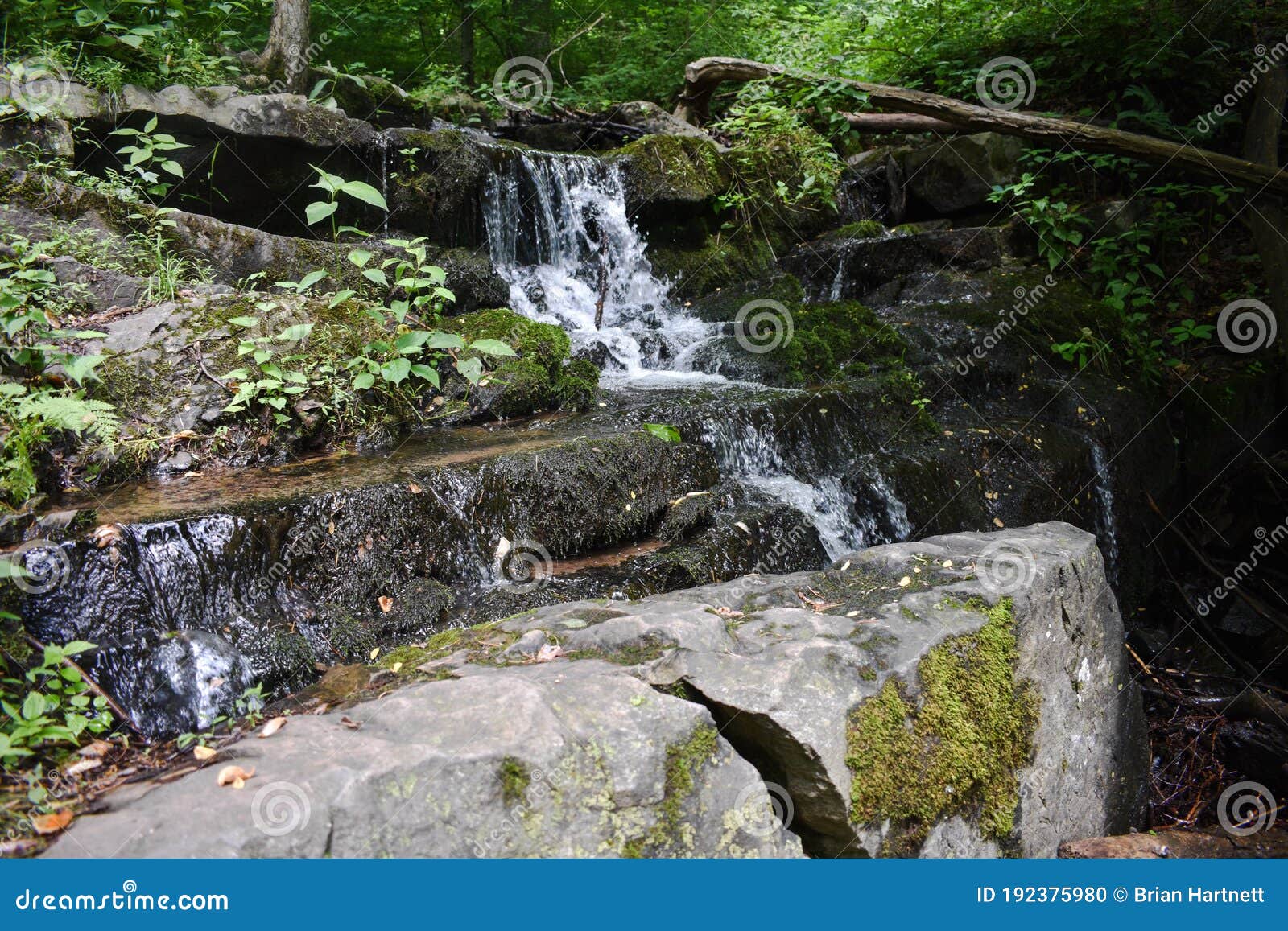 A Small Waterfall Flowing Over Rocks Stock Photo - Image of freshness ...
