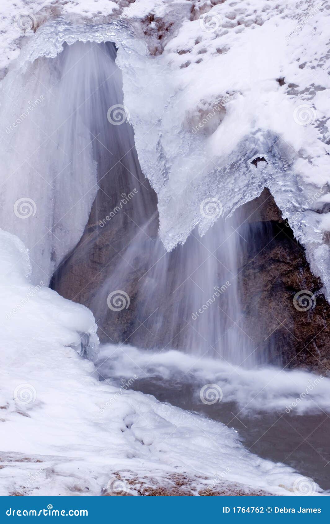 Small Waterfall Flowing Under Ice Stock Photo - Image of fresh ...