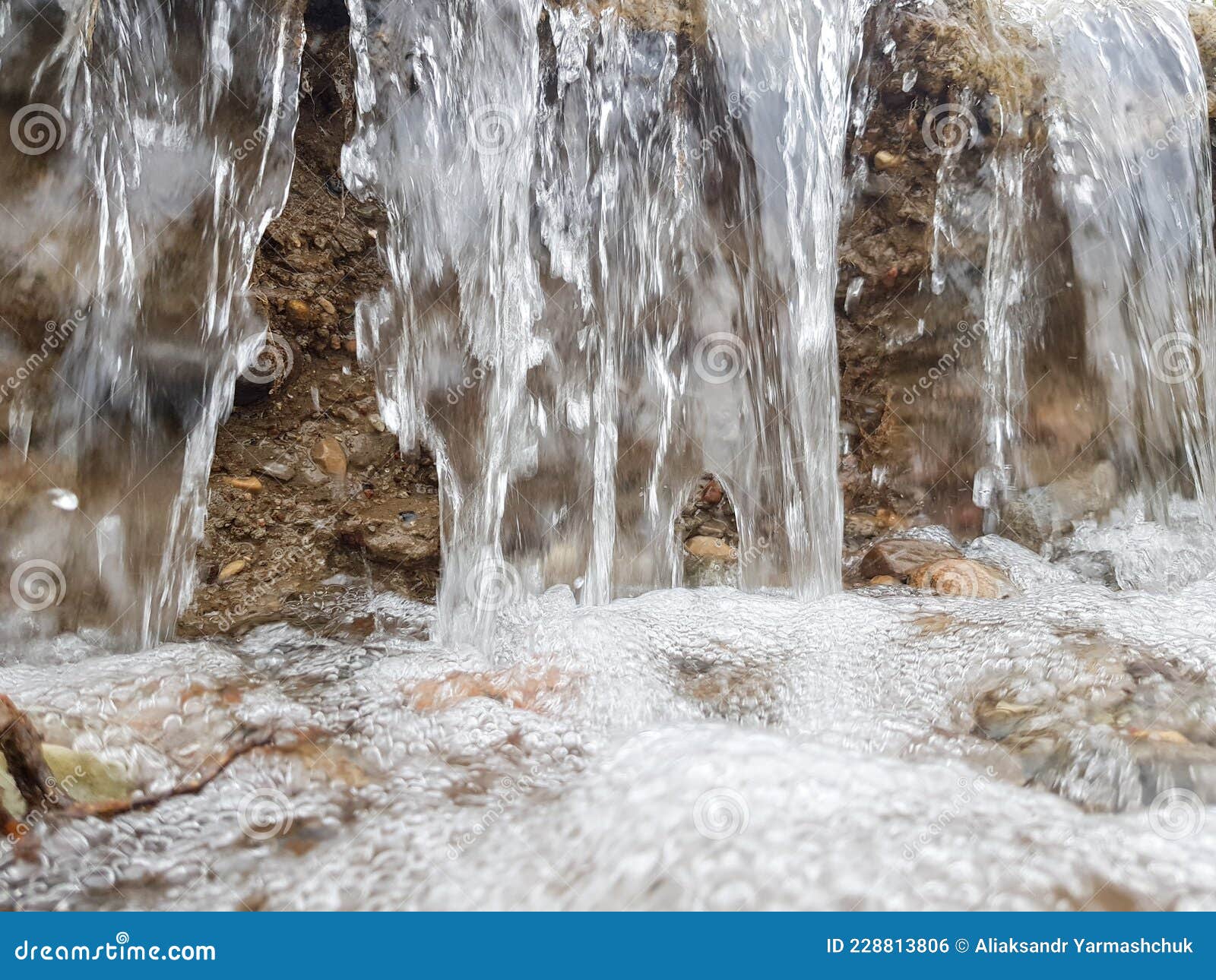A Small Waterfall. Flowing Water Erodes the Soil Stock Photo - Image of ...