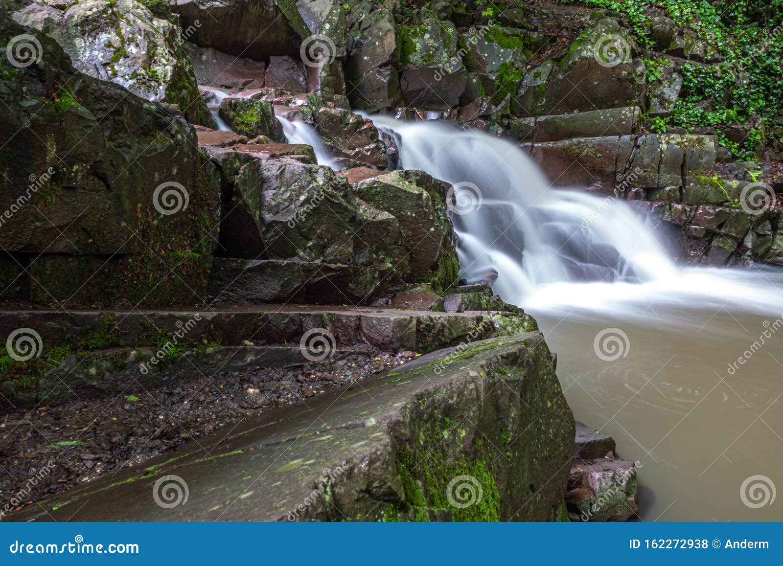 Small Waterfall in the Forest at Autumn Stock Photo - Image of ...