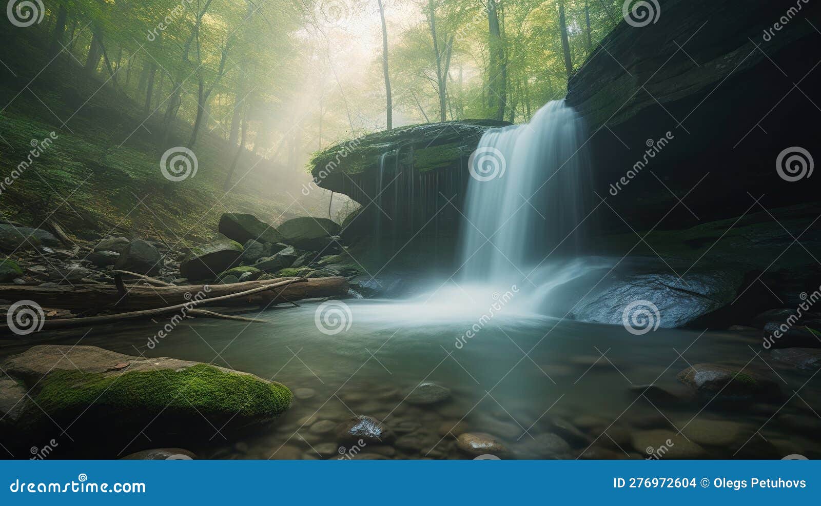 A Small Waterfall in a Forest with Rocks and a Stream Stock ...