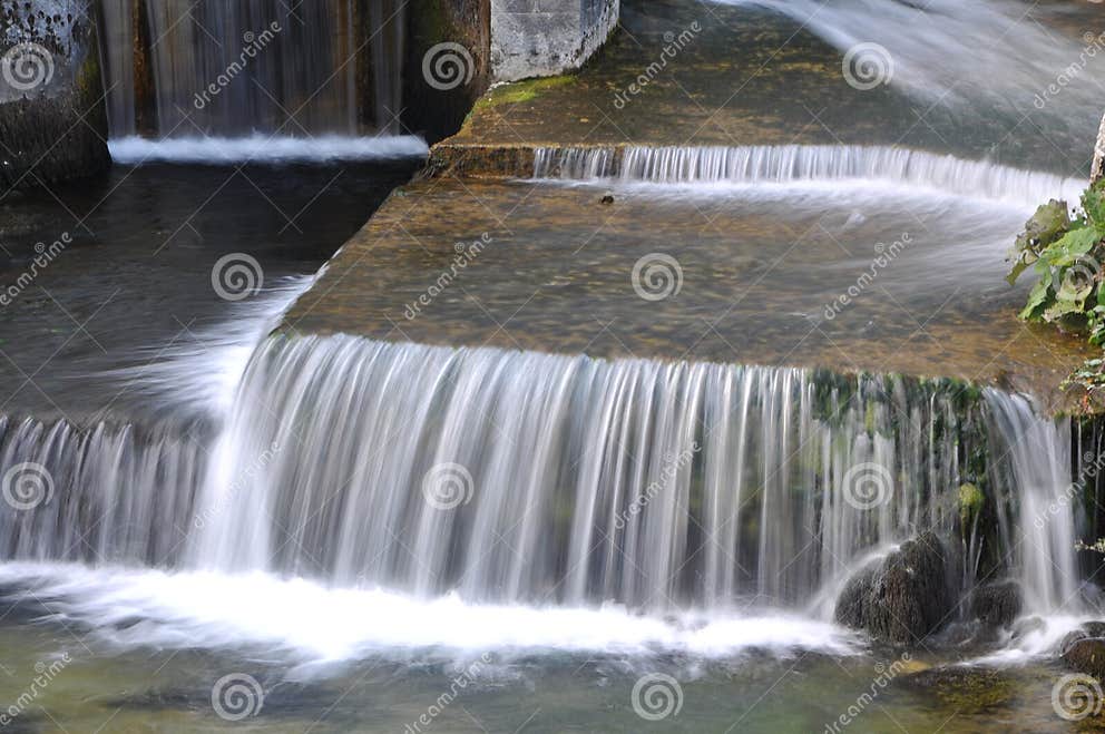Small Waterfall in the Forest. Small Stream Waterfall on Spring Forest ...