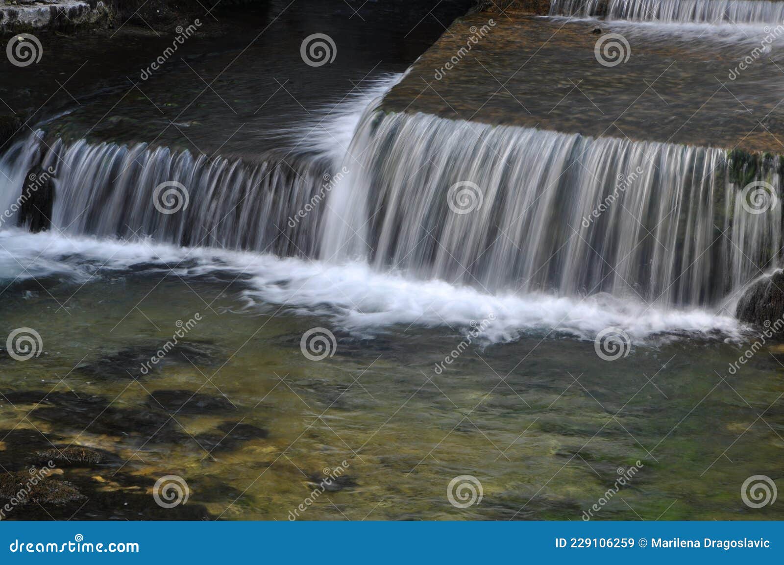 Small Waterfall in the Forest. Small Stream Waterfall on Spring Forest ...