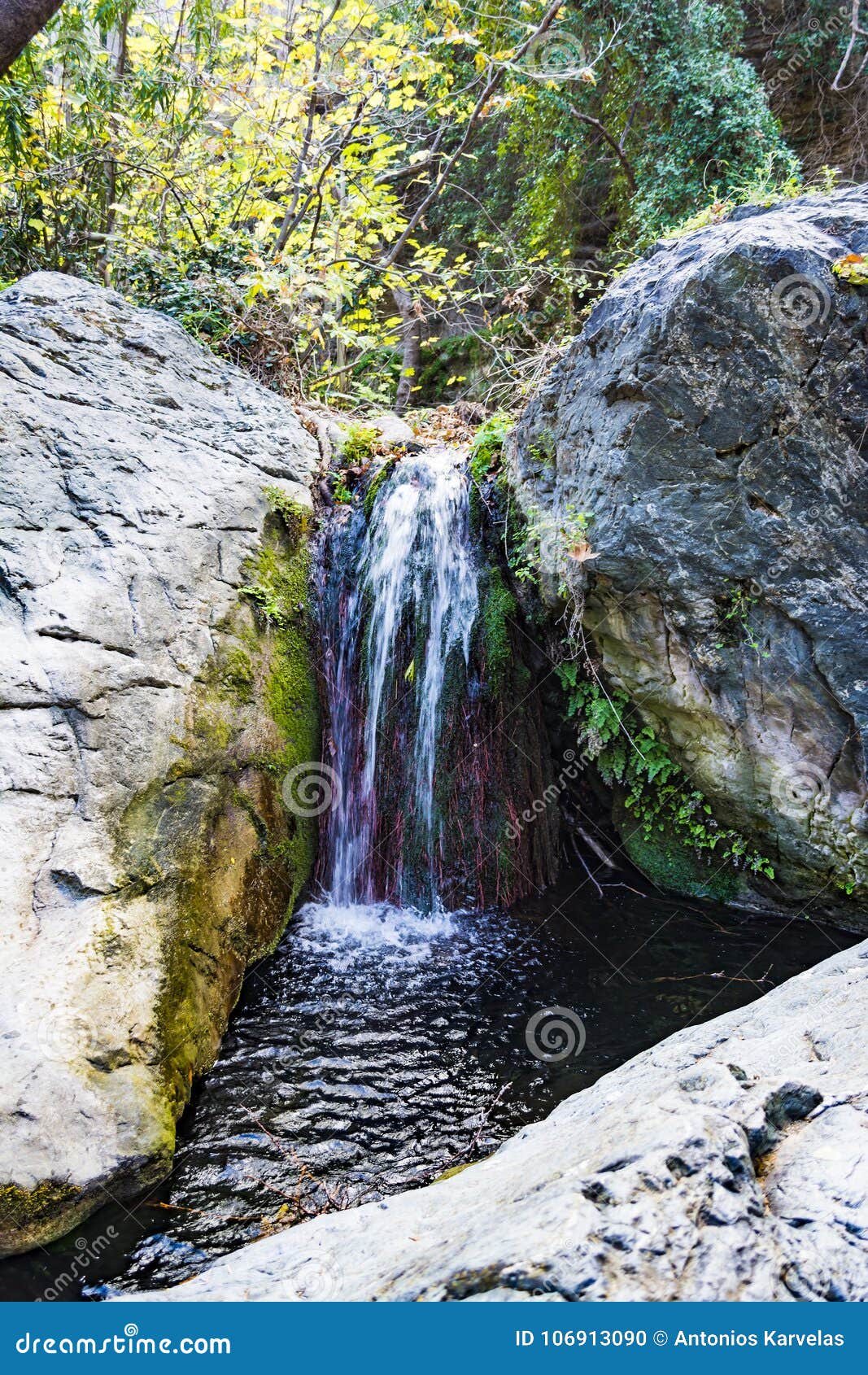 Small Waterfall in the Gorge of Richtis at Winter, Crete, Greece. Stock ...
