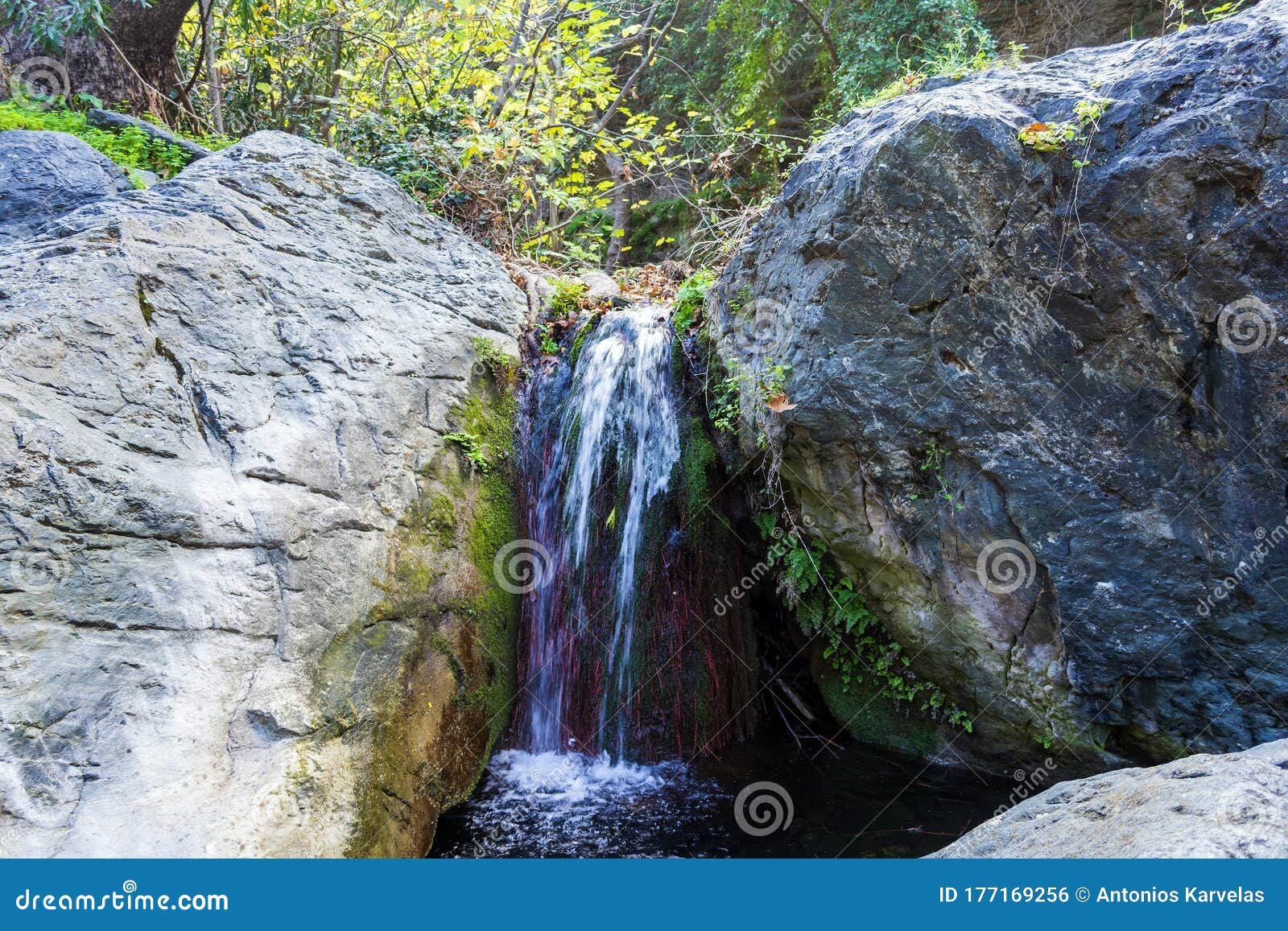 Small Waterfall in the Gorge of Richtis at Winter, Crete, Greece Stock ...