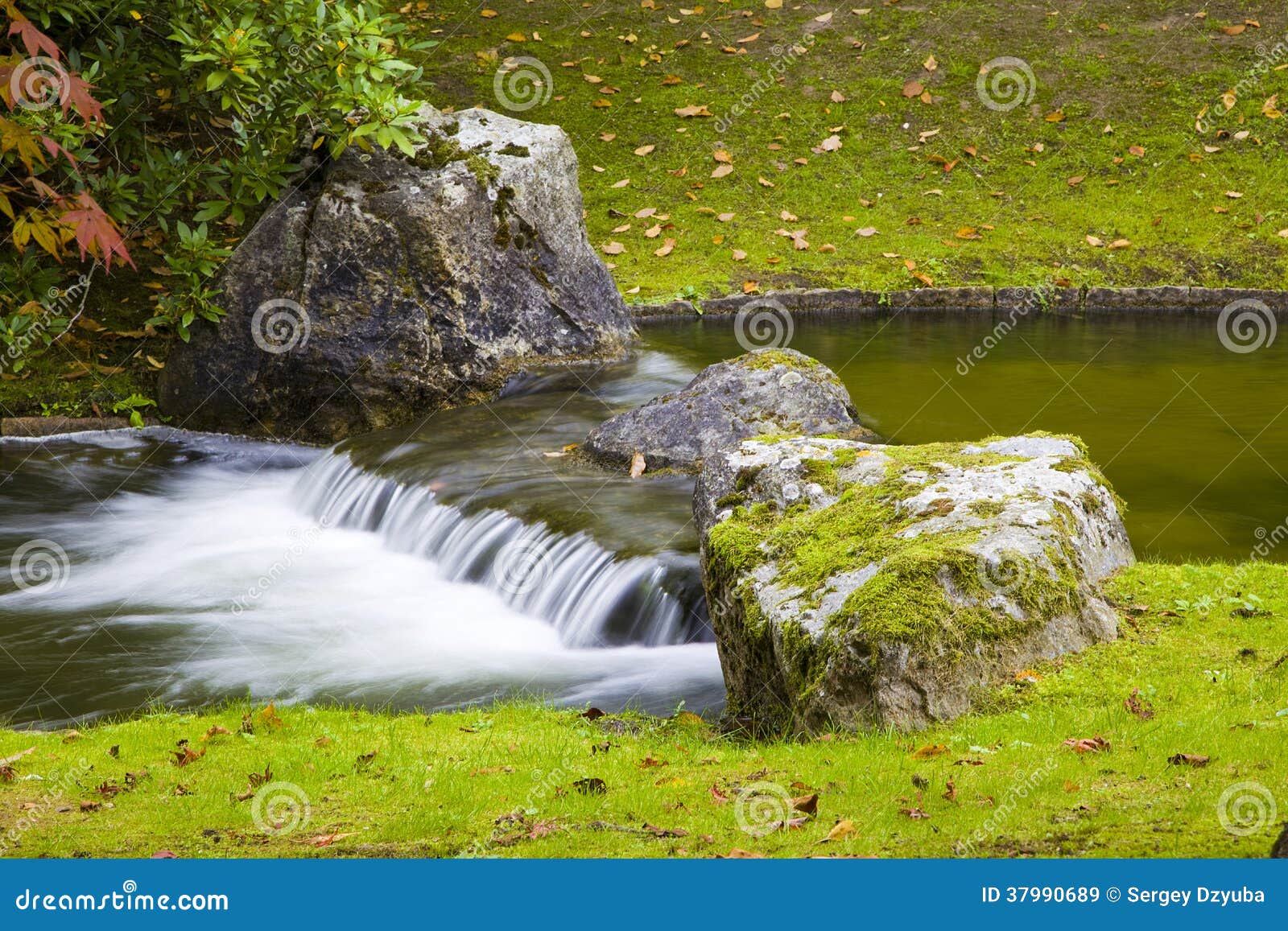 Small Waterfall in Japanese Garden Stock Image - Image of outdoor ...