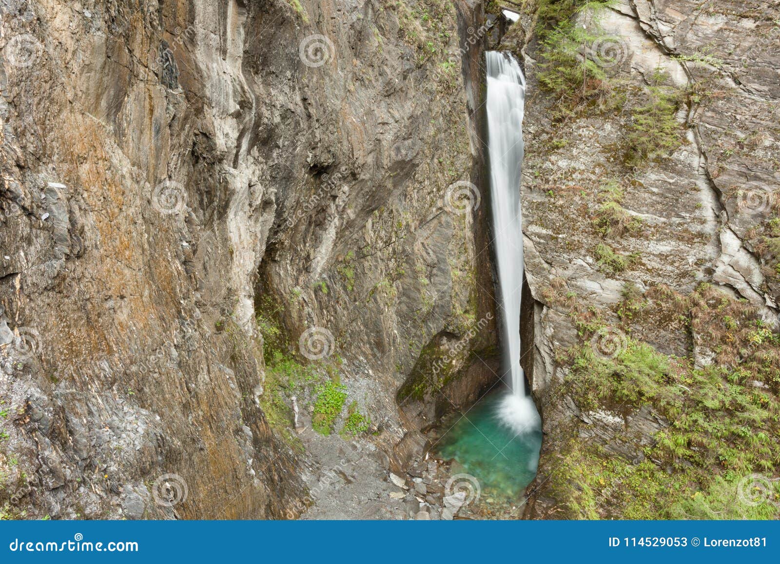 Small Waterfall and Lake among the Rock Stock Image - Image of hidden ...