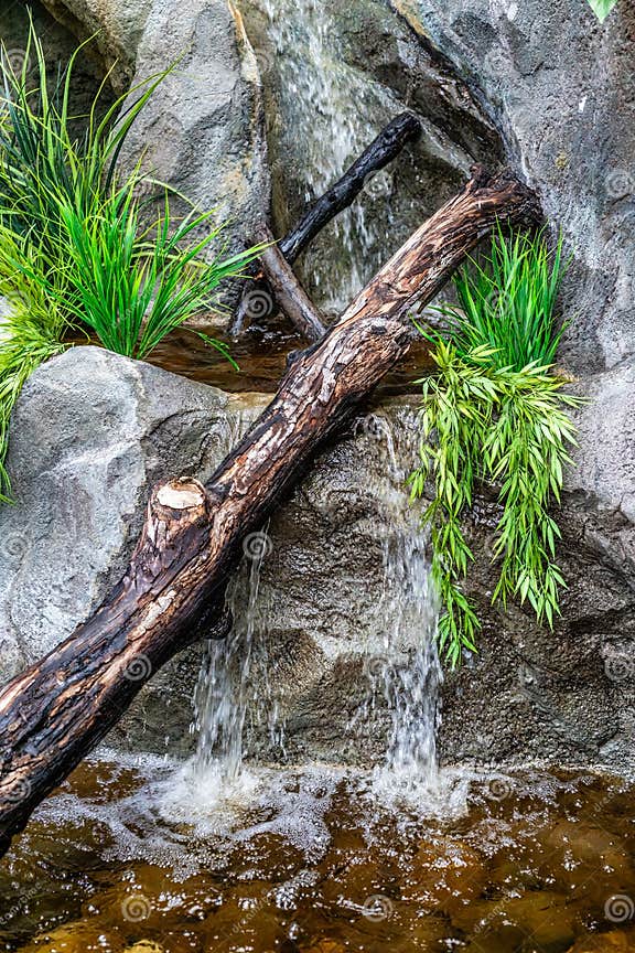 Small Waterfall and Log stock image. Image of outdoors - 325595351