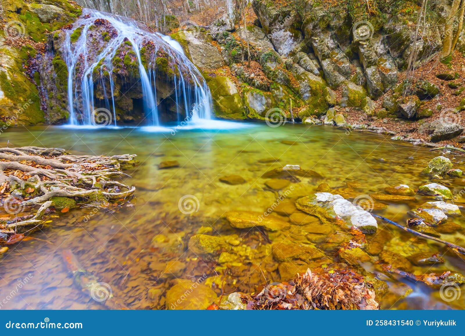 Small Waterfall on Mountain River Stock Photo - Image of moss, outdoor ...