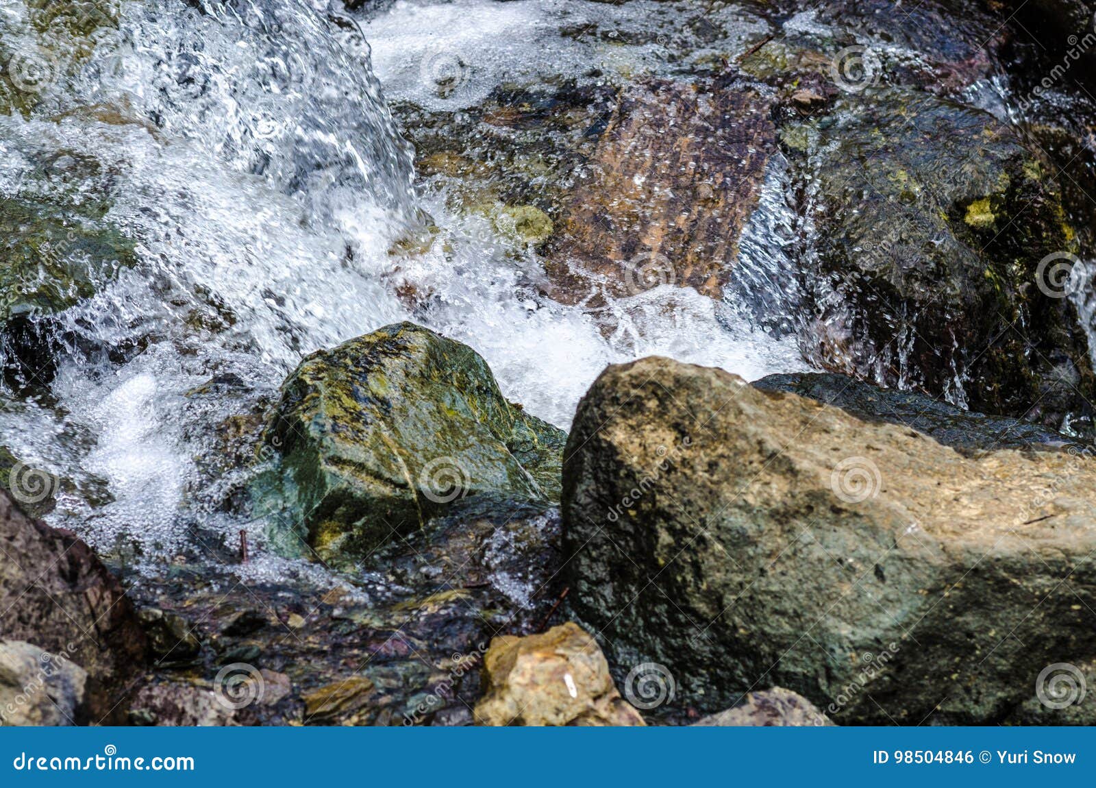 Small Waterfall Mountain Stream Close Up Stock Photo - Image of flow ...