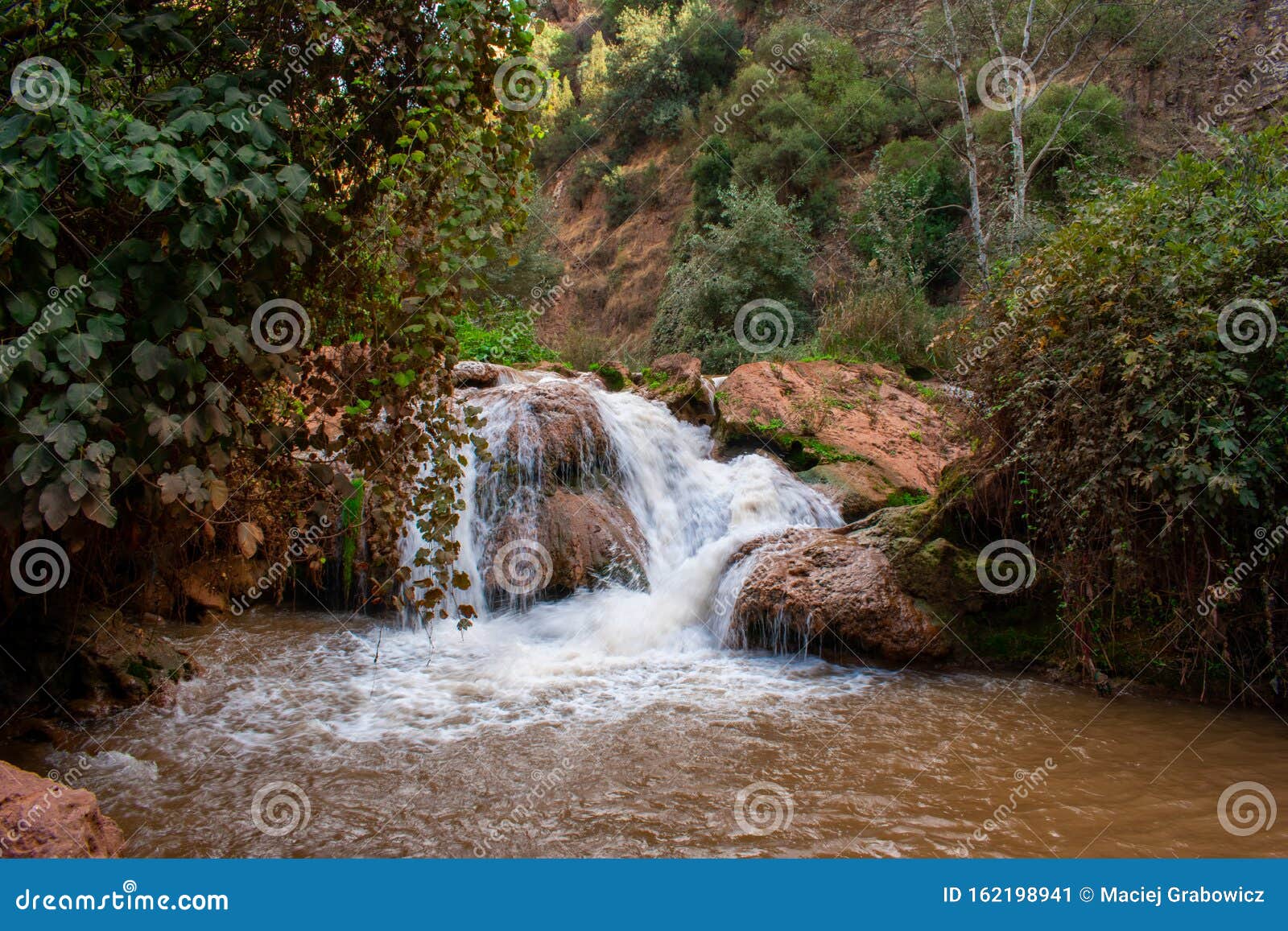 Small Waterfall on River in Atlas Mountains, Morocco. Water Stream in ...