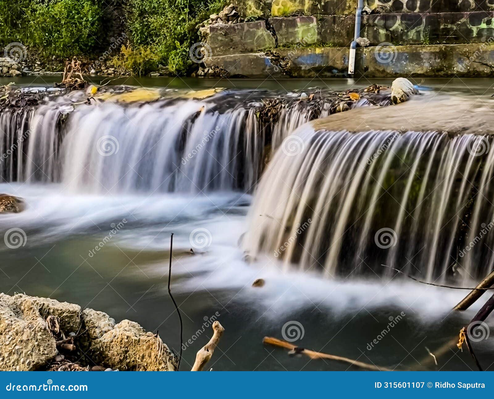 A Small Waterfall in a River with a Fairly Fast Flow Stock Image ...