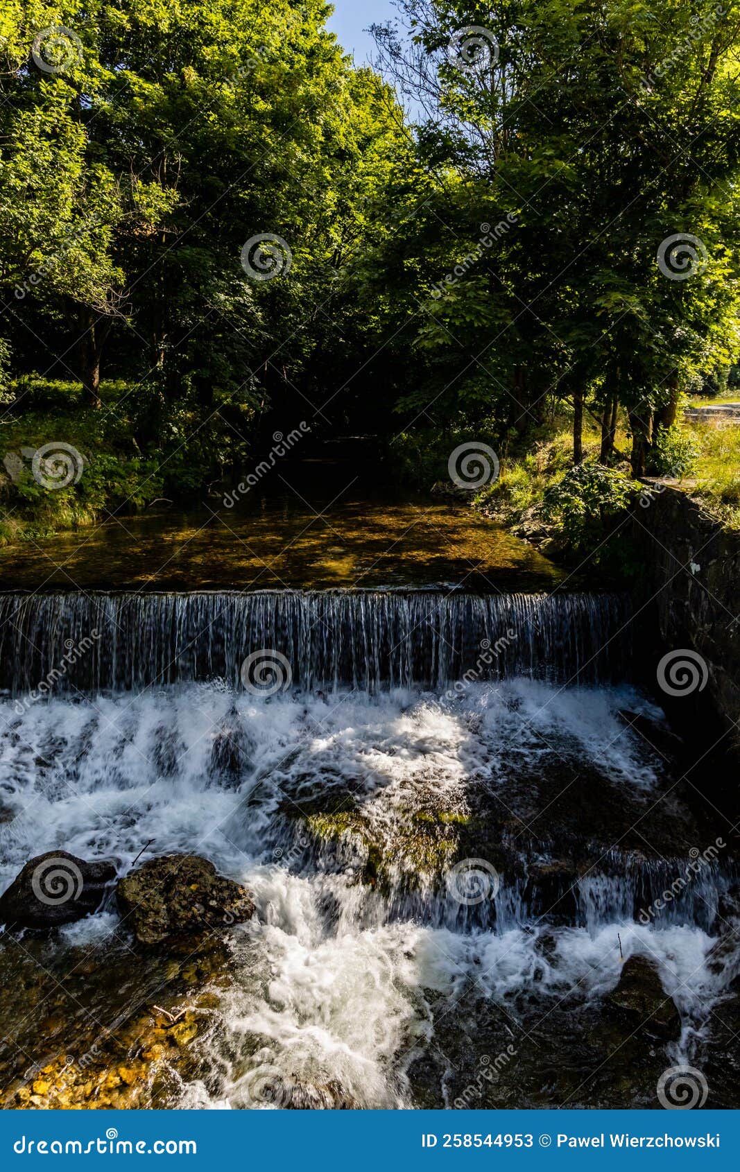 Small Waterfall on Small River in Golden Mountains Stock Image - Image ...