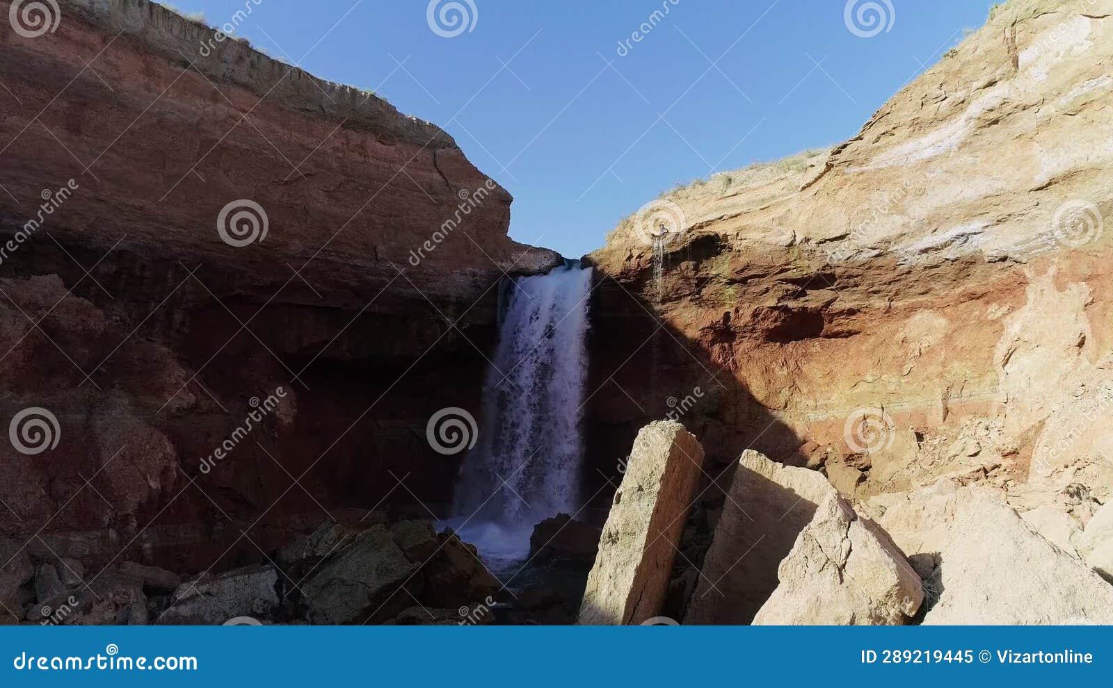 Small Waterfall in the Rocky Gorge. View from the Downstream Stock ...