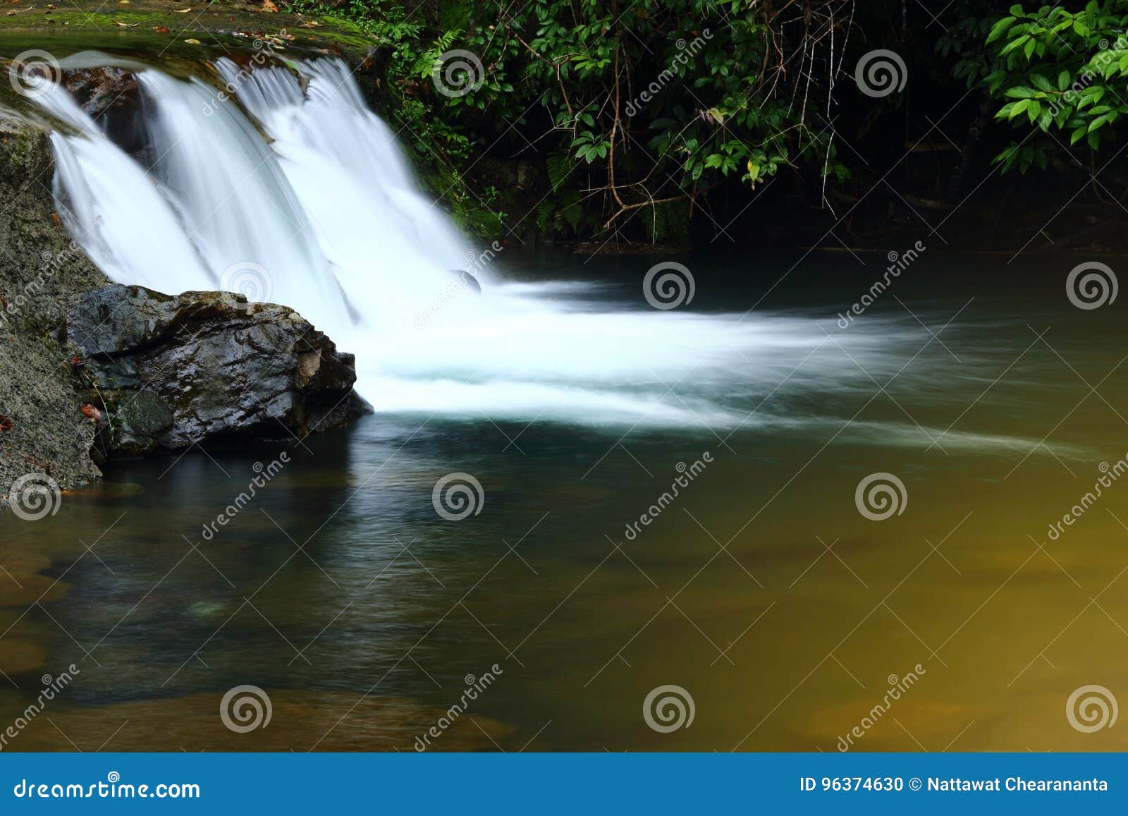 Small Waterfall in Shallow River in Deep Forest Jungle, Stock Photo ...