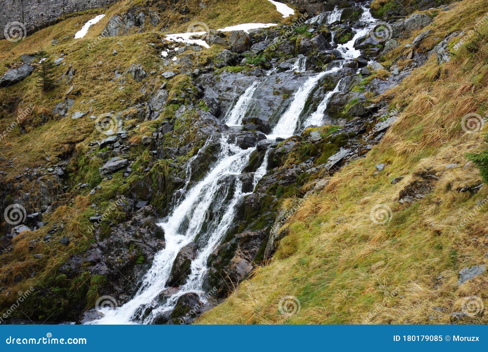 Small Waterfall. Water Falling on Alpine Rocks. Stock Image - Image of ...