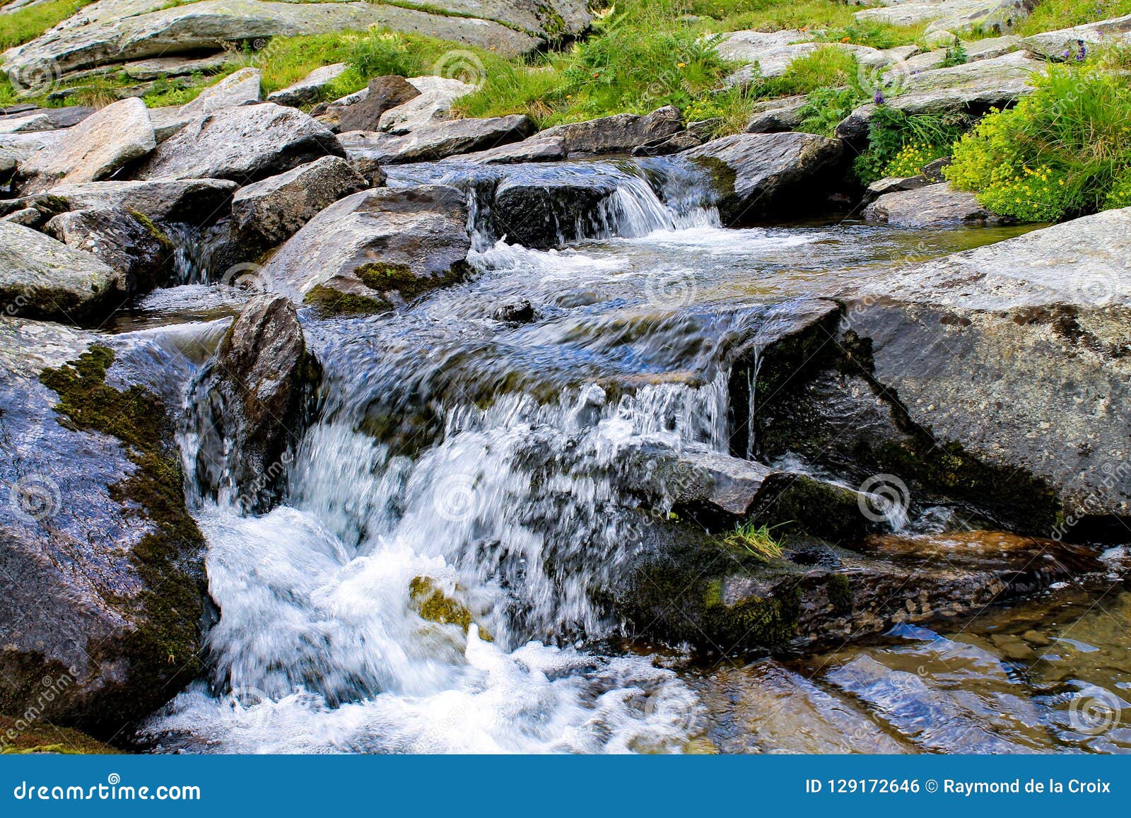 A Small Waterfall in the Water Stream. Stock Photo - Image of stream ...