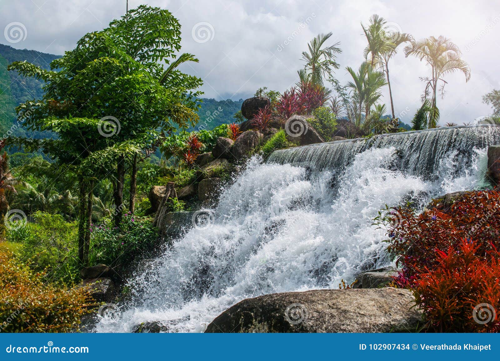 Small Waterfalls Flowing Over the Rock Stock Photo - Image of beautiful ...
