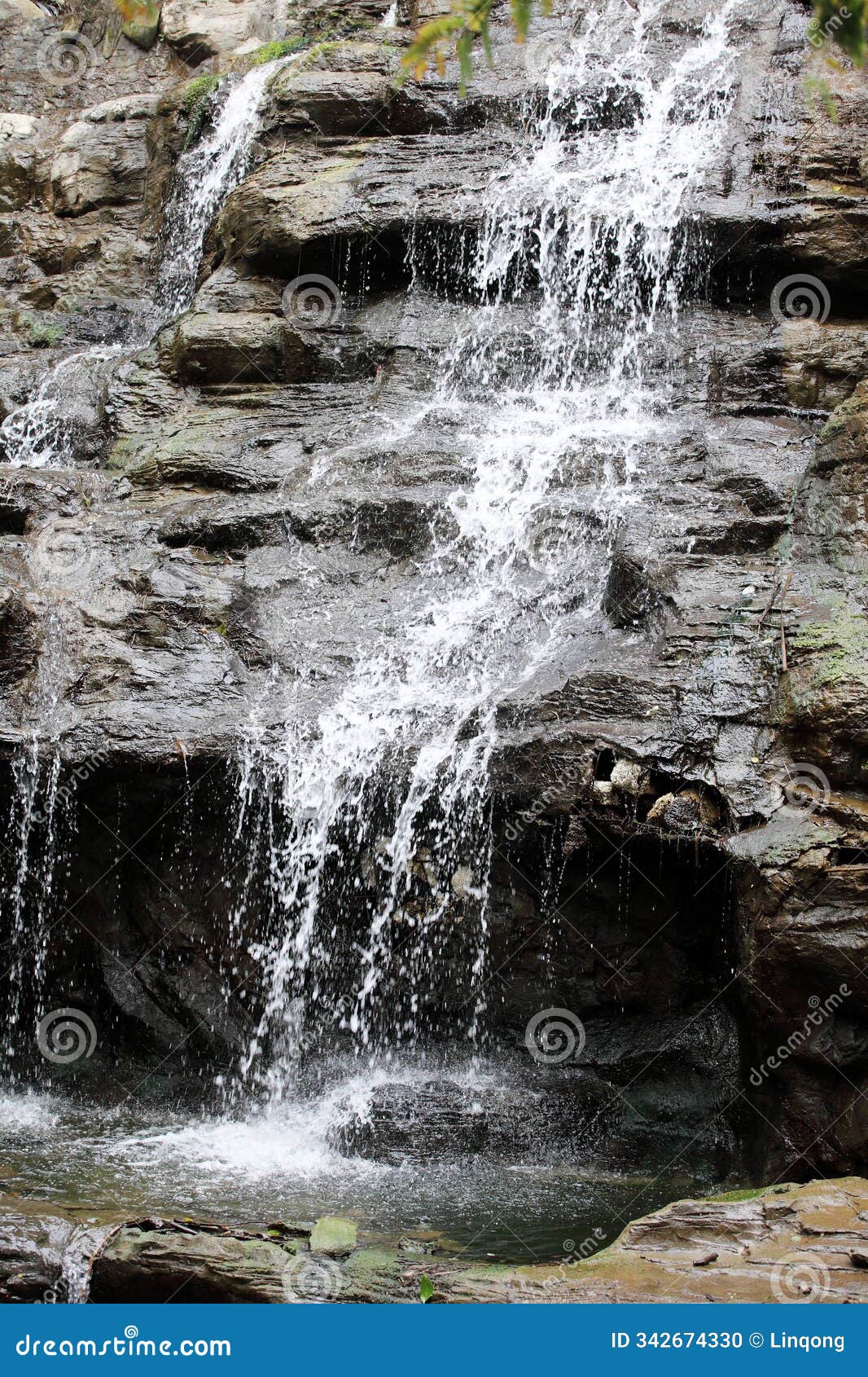 Small Waterfalls Formed by Streams Flowing in the Forest Stock Photo ...