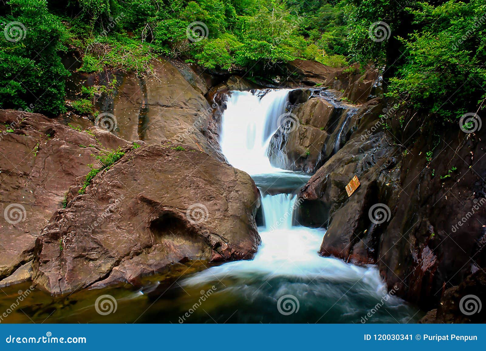 Small Waterfalls Flowing through Rocks in Nature. Stock Image - Image ...