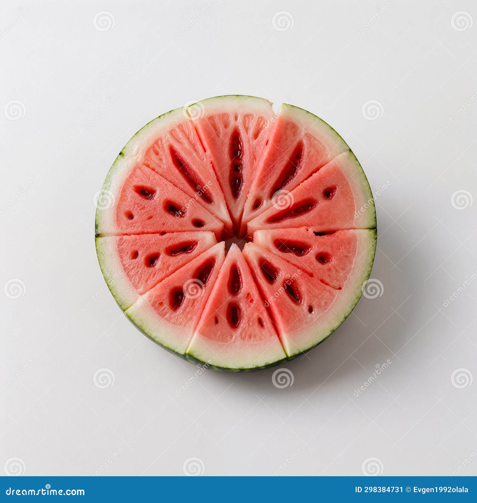 A Small Watermelon Cut into Pieces with a Top View on a White ...