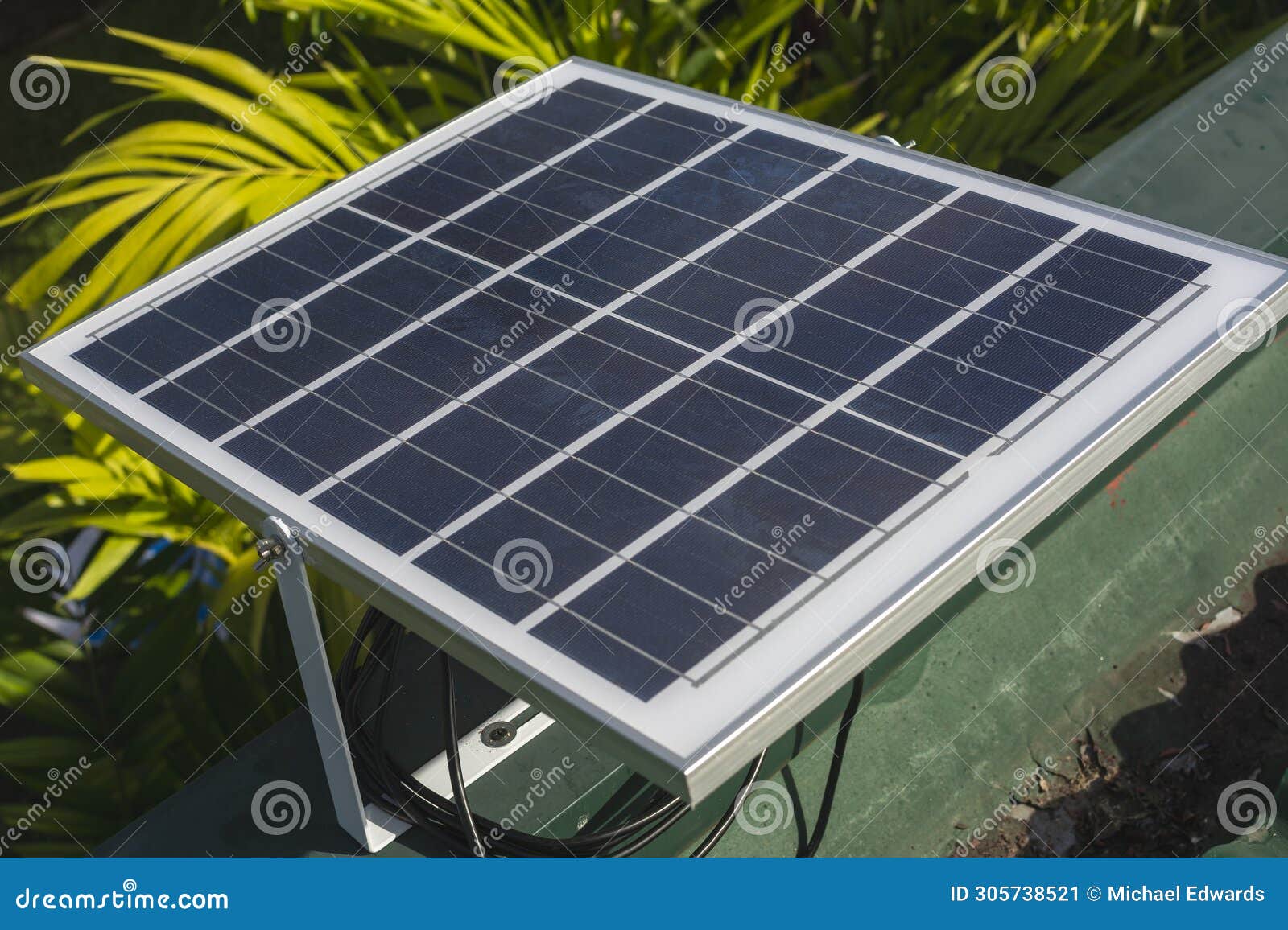 A Small 50 Watt Polycrystalline Solar Panel Mounted on the Edge of the ...