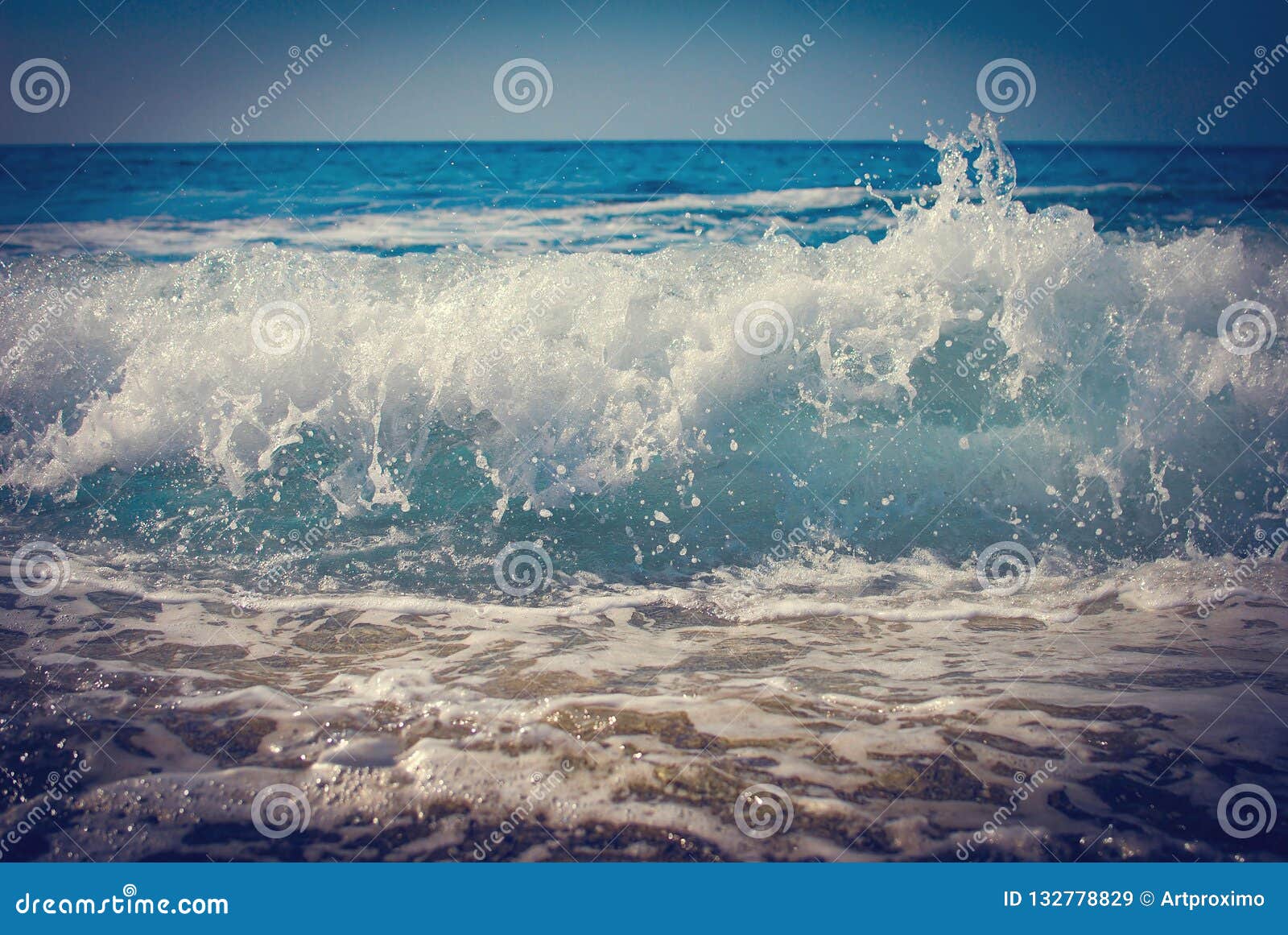 A Small Wave Going Ashore with Foam Stock Image - Image of shoreline ...