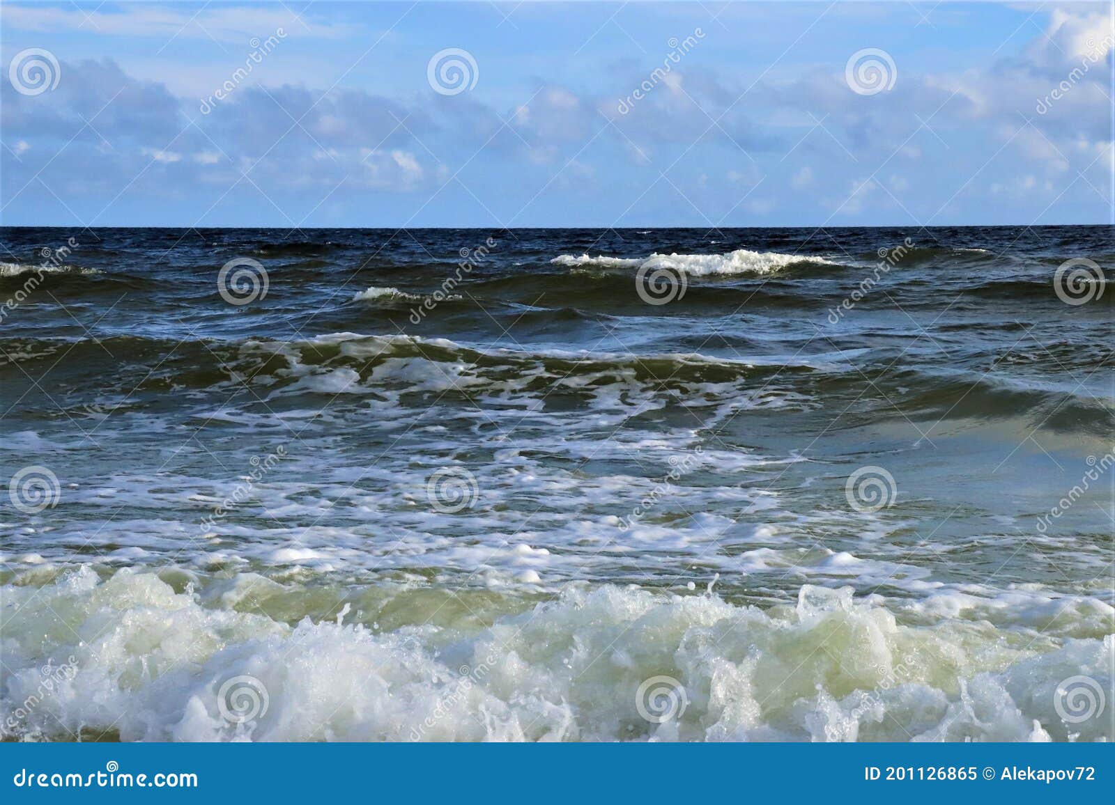 Small Waves on the Ocean Surface, the Horizon Line is Clearly Visible ...