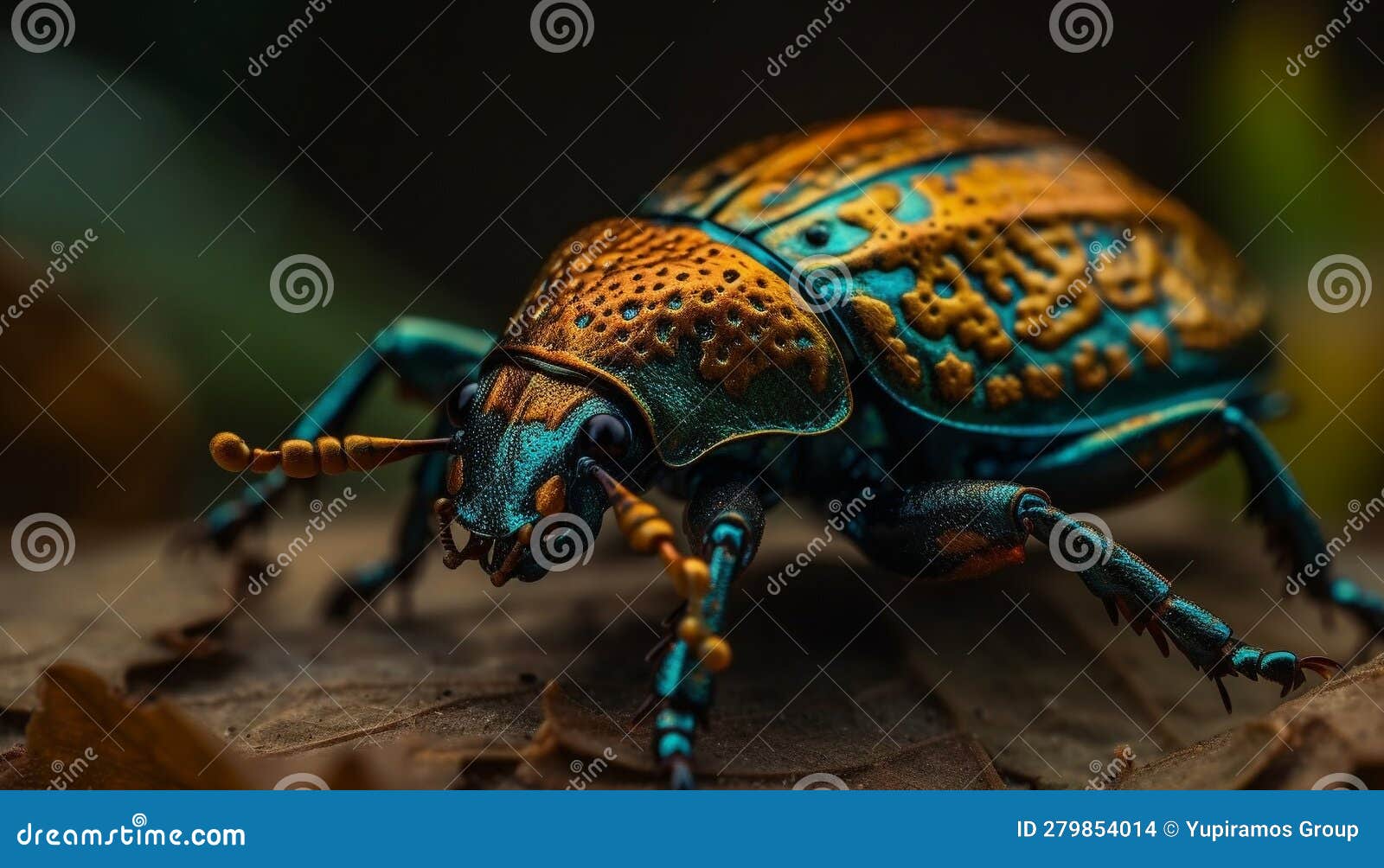 Small Weevil Crawling on Green Leaf, Macro Focus on Foreground ...