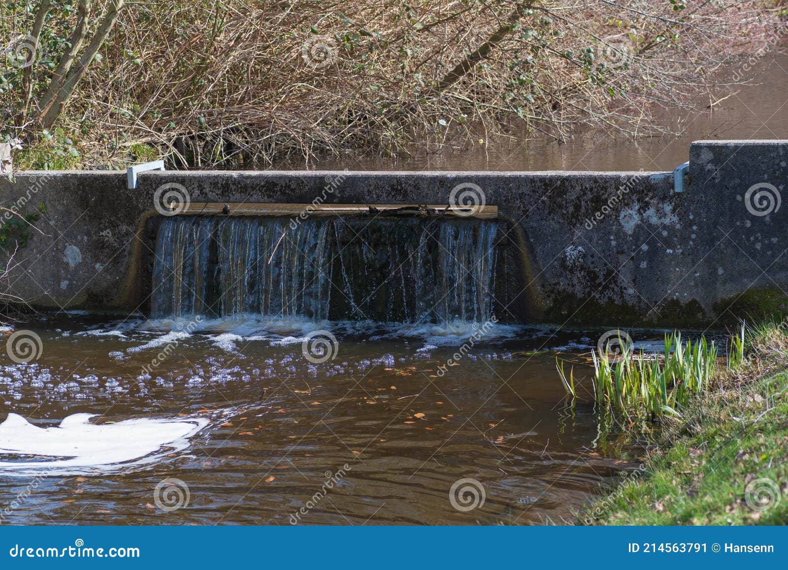 Small weir in a canal stock image. Image of shallow - 214563791
