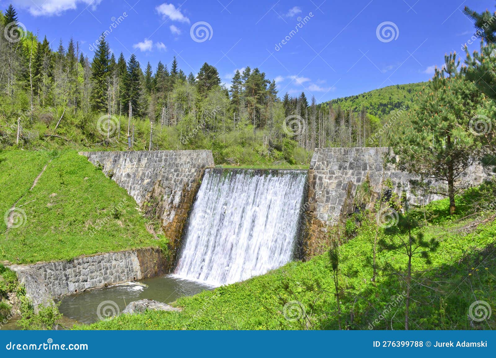 Small Weir on a Mountains Creek. Stock Photo - Image of water ...