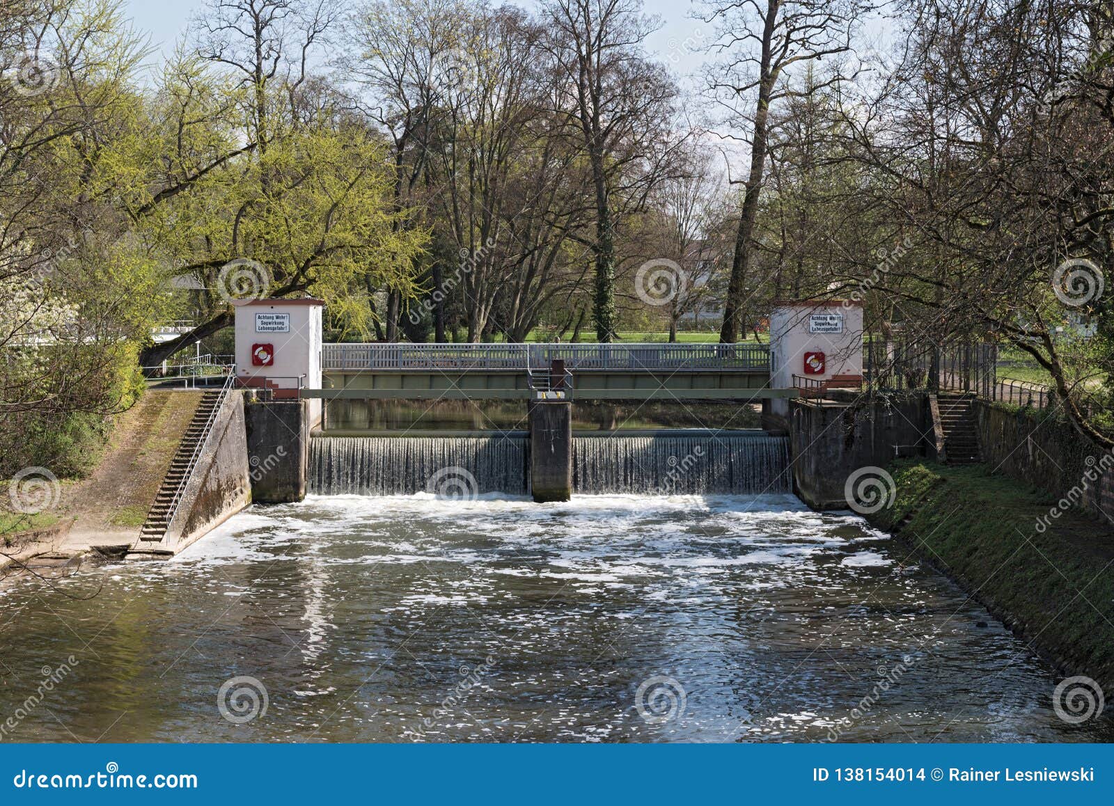 A Small Weir of the River Nidda in Frankfurt Germany Stock Photo ...