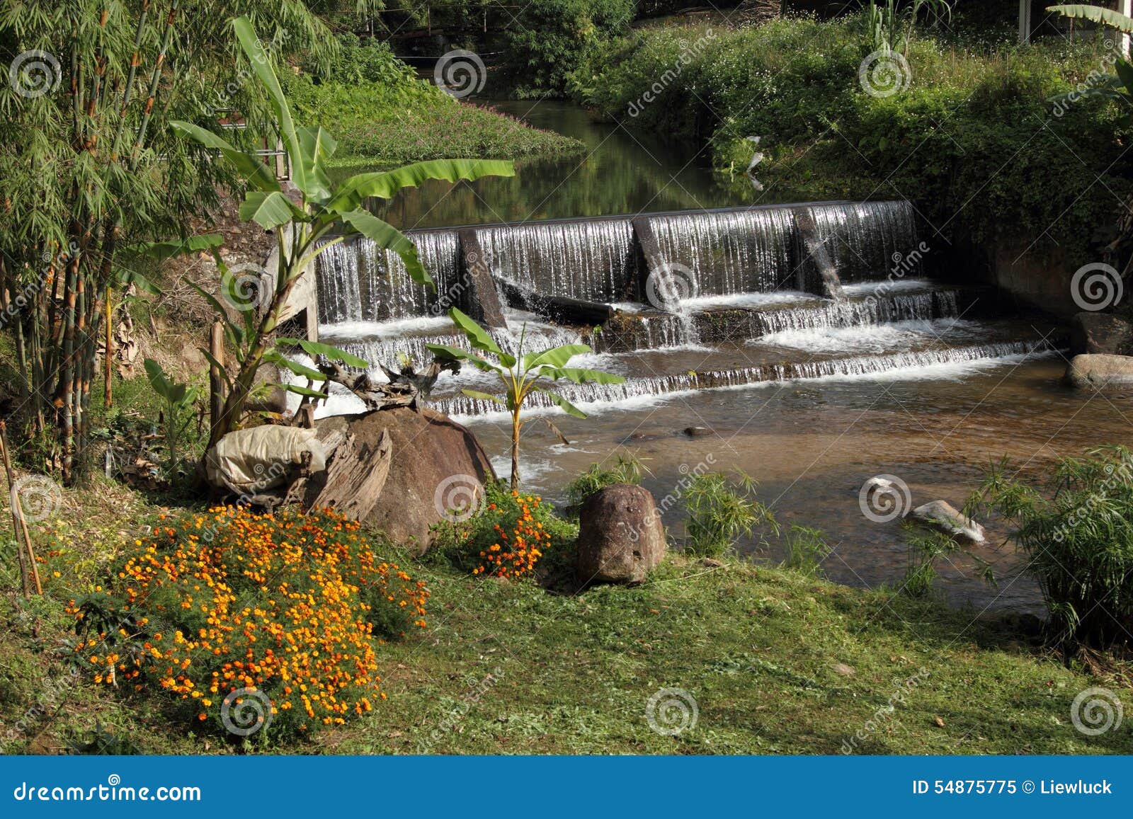 Small weir in valley stock image. Image of district, weir - 54875775