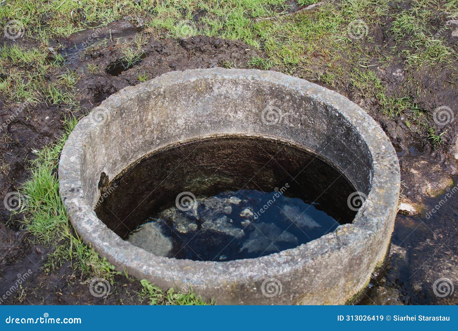 A Small Well with Spring Water Outside the City Stock Image - Image of ...