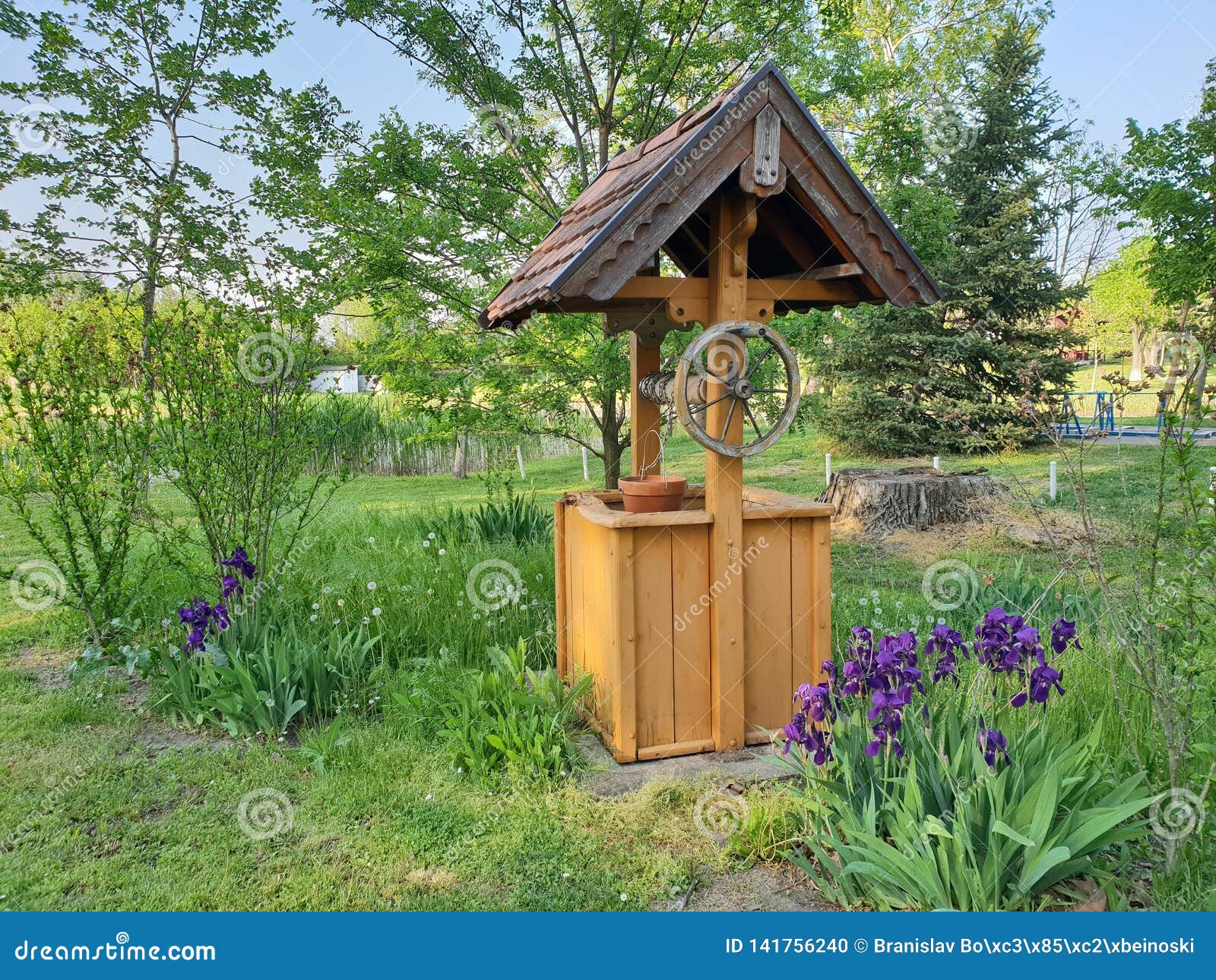 Small Well With Plants Background Stock Image | CartoonDealer.com #66494293