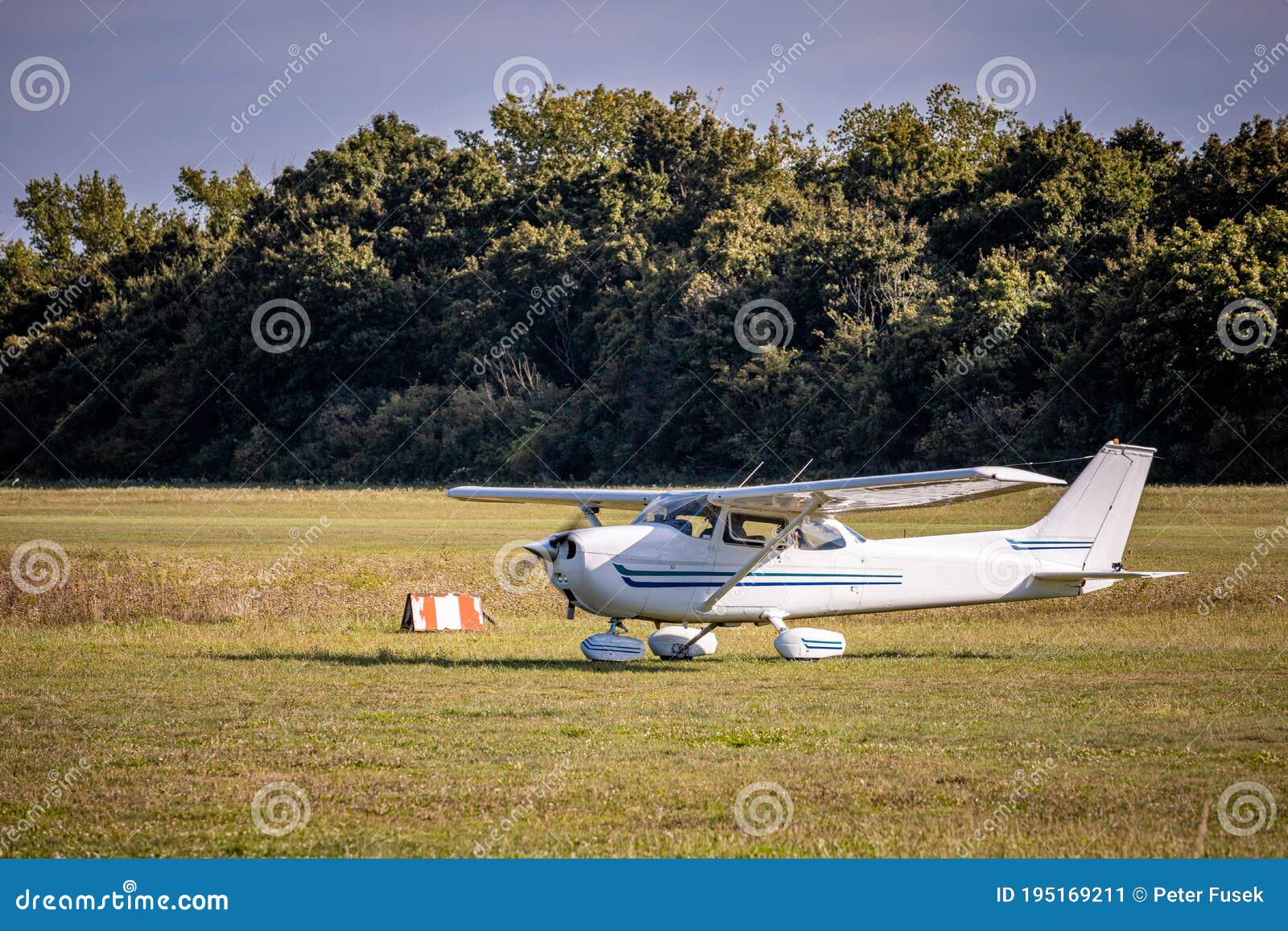 Small White Airplane Landing on a Grass Field Editorial Photo - Image ...