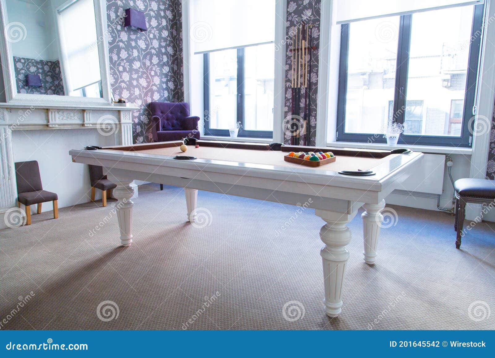 Small white billiard table stock photo. Image of wooden - 201645542