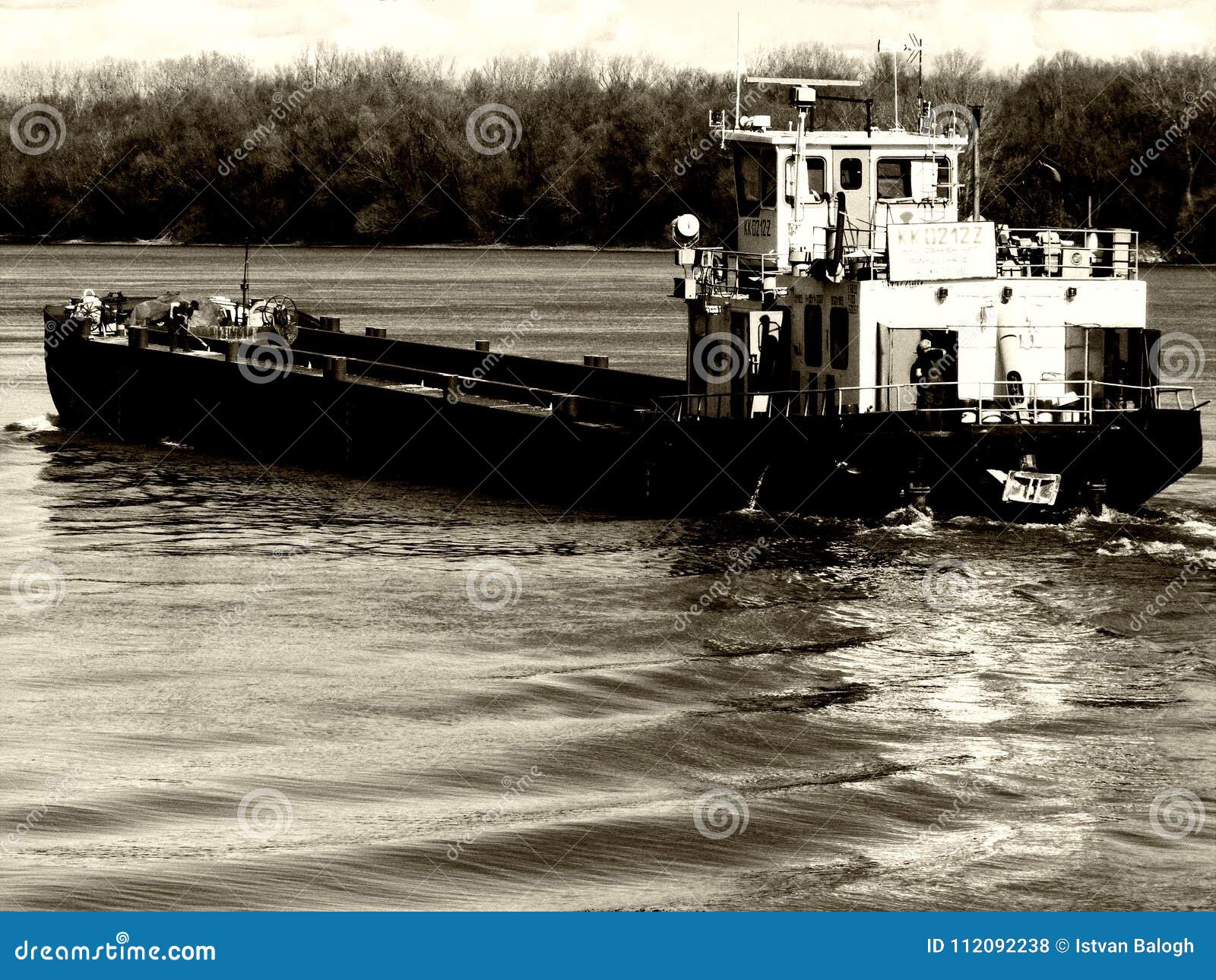 Barge Travelling Upstream on the Danube Editorial Stock Photo - Image ...