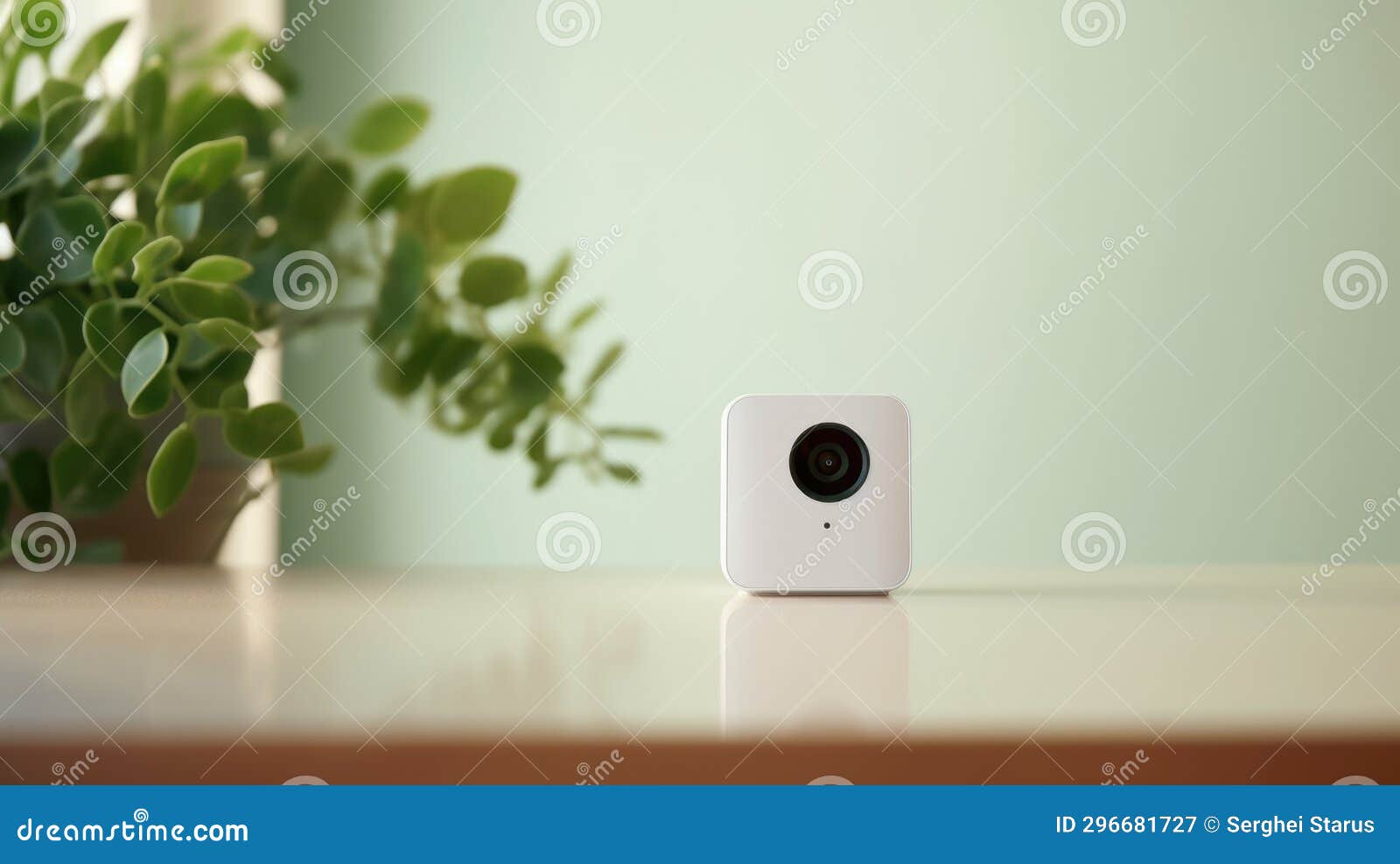 A Small White Camera Sitting on a Table, AI Stock Image - Image of ...