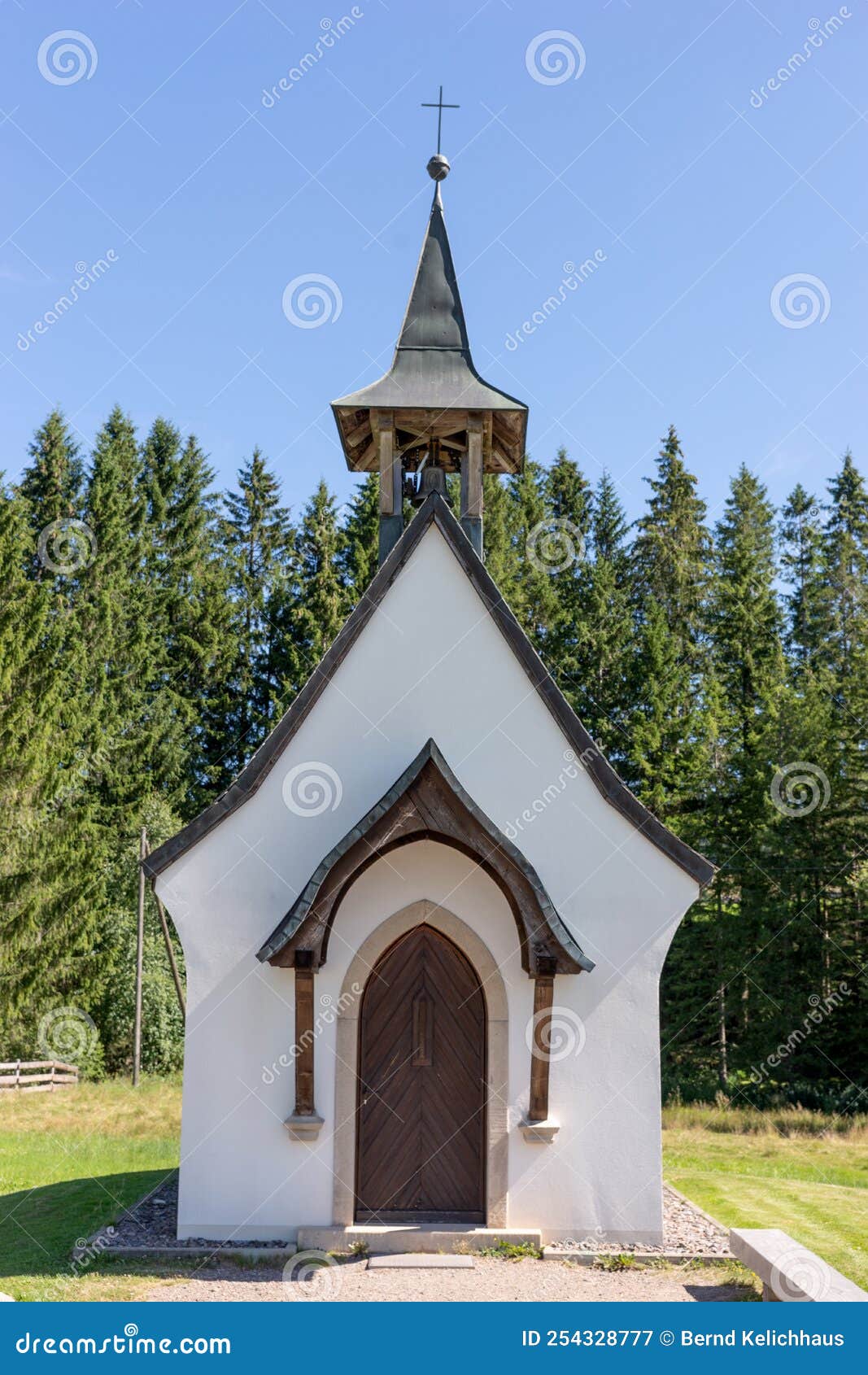 Small White Chapel in Front of the Forest Edge in the Black Forest ...
