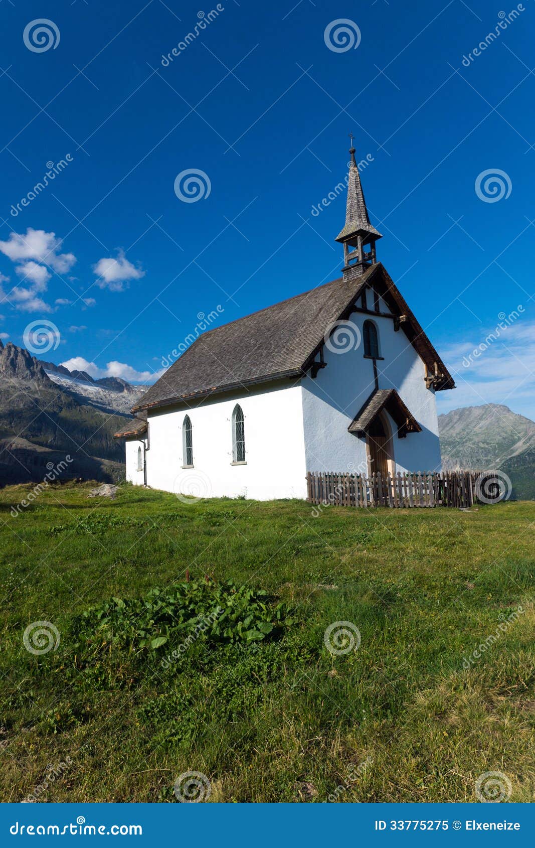 Small White Church in the Alps Stock Image - Image of landscape ...